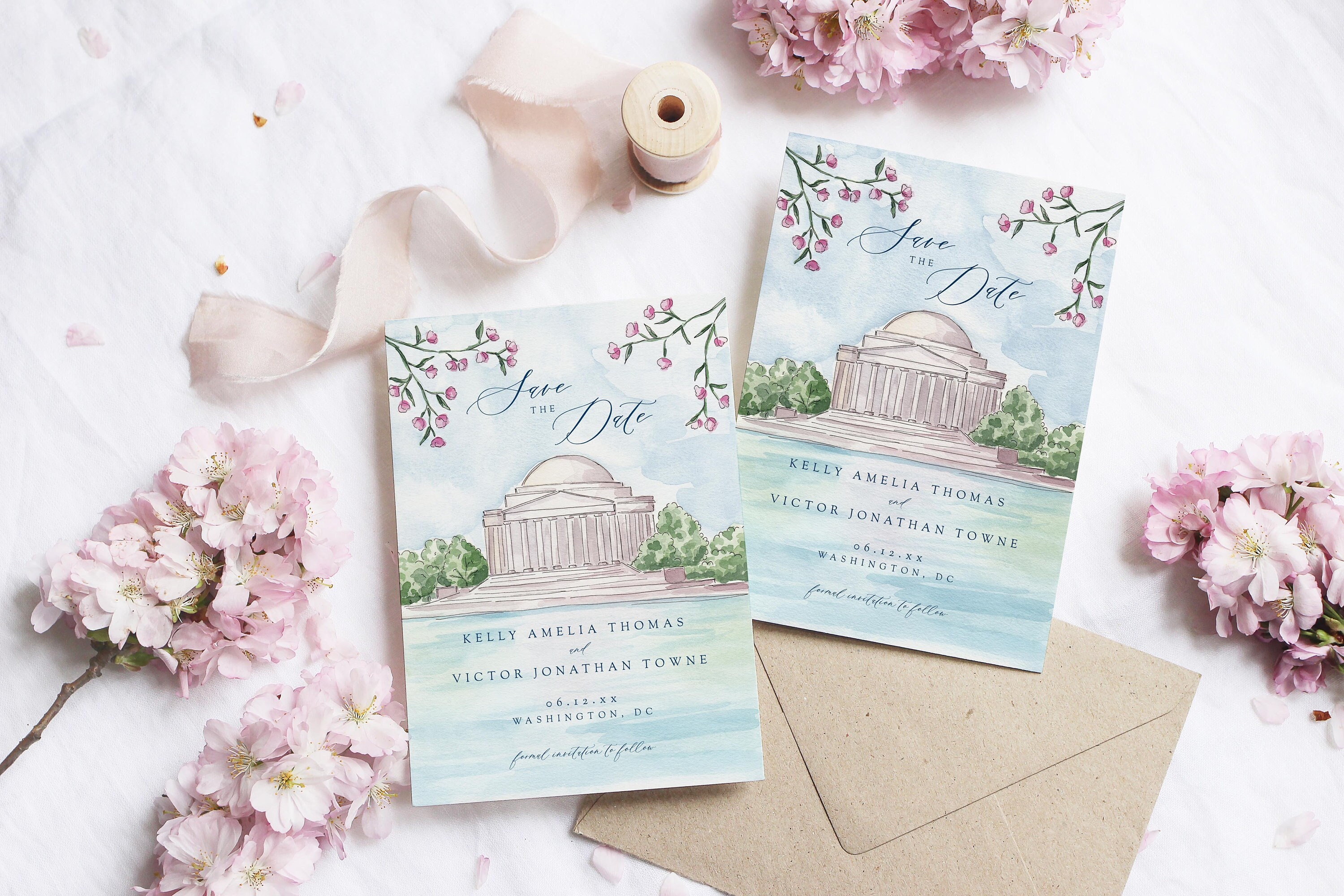 Jefferson Memorial Save the Date, Washington DC Cherry Blossom Save the ...