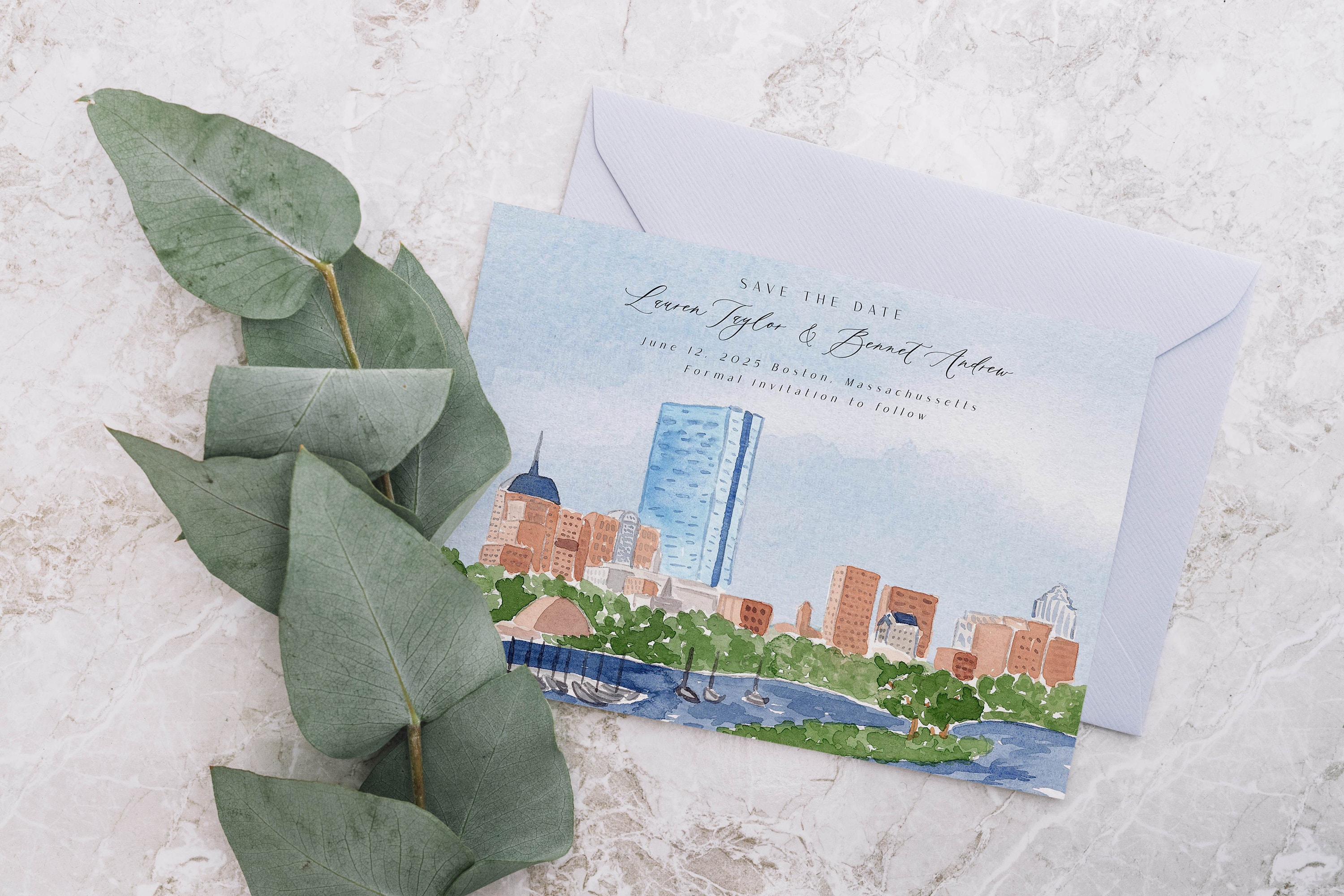 Boston Skyline Save the Date Template, Custom Save the Date Template ...