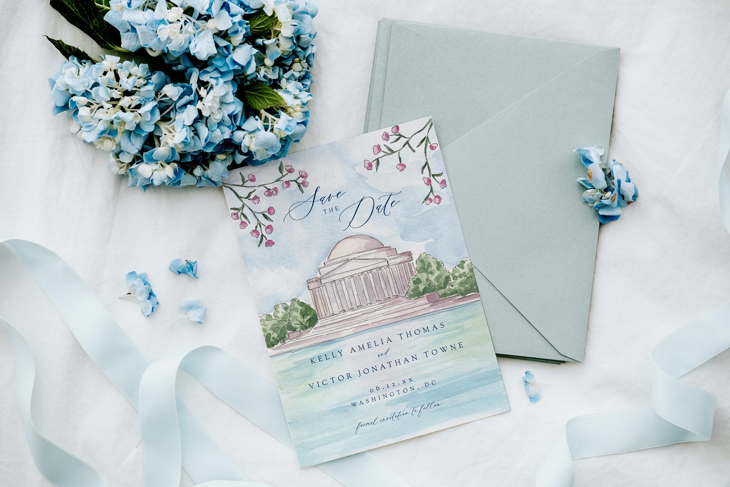 Jefferson Memorial Save the Date, Washington DC Cherry Blossom Save the ...