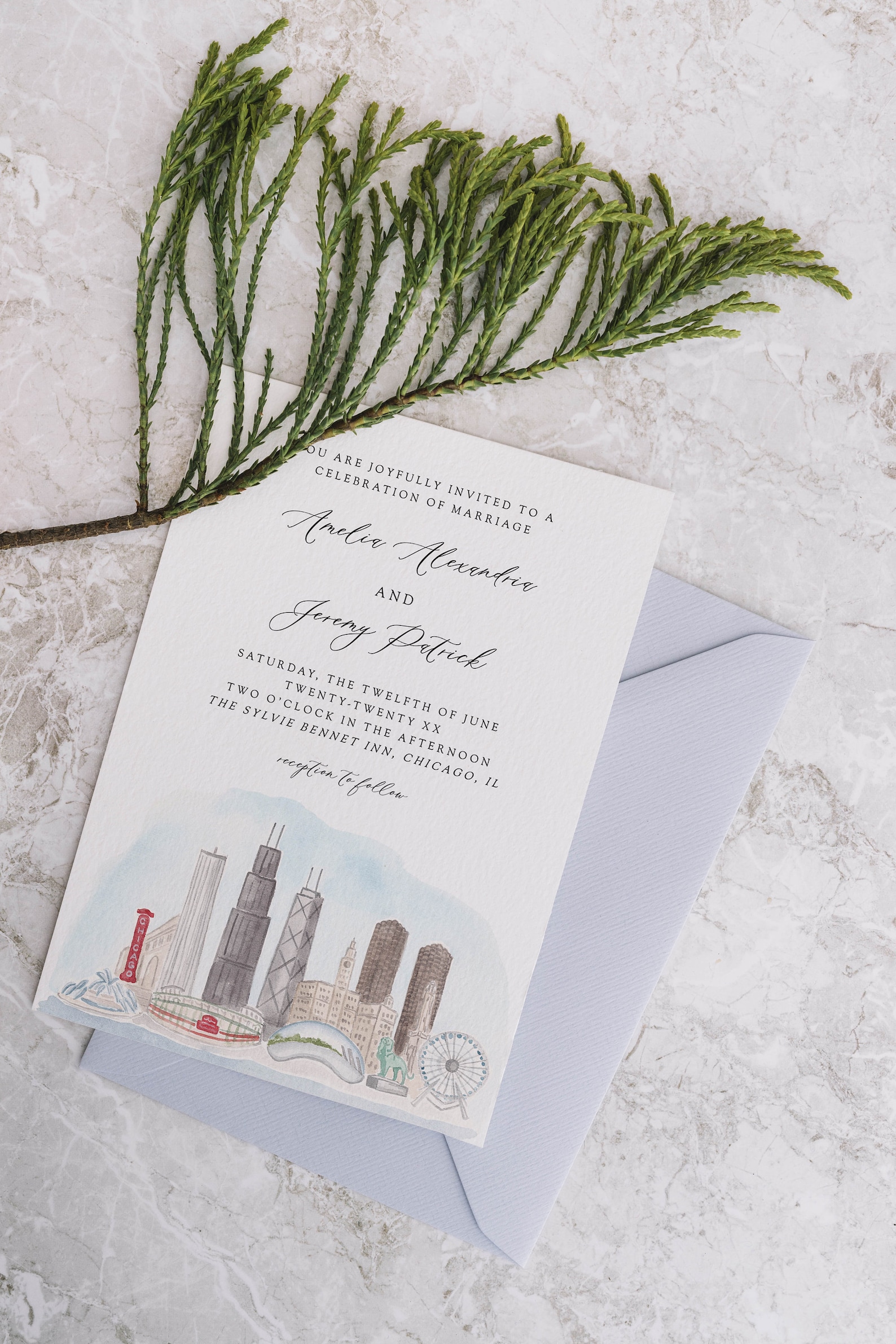 Chicago Skyline Invitation Template, Chicago Wedding Invitation ...