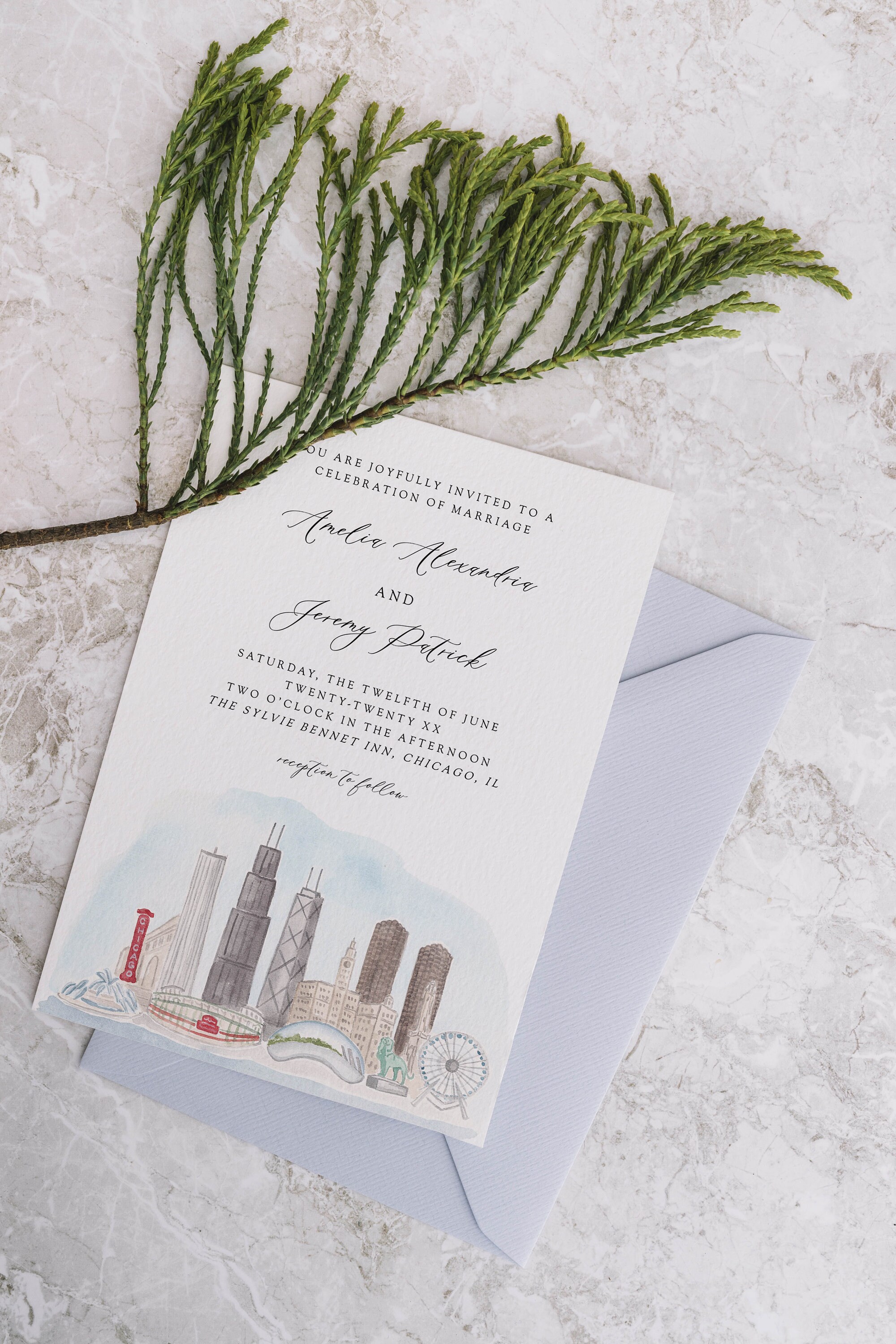 Chicago Skyline Invitation Template, Chicago Wedding Invitation ...