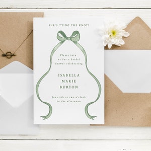 Green Bow Bridal Shower Invite, Tying the Knot Bridal Shower Invitation ...