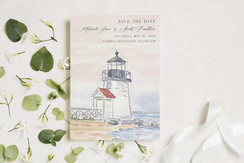 Nantucket Lighthouse Save the Date Template, Custom Save the Date ...