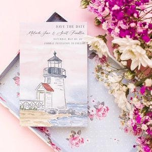 Nantucket Lighthouse Save the Date Template, Custom Save the Date ...