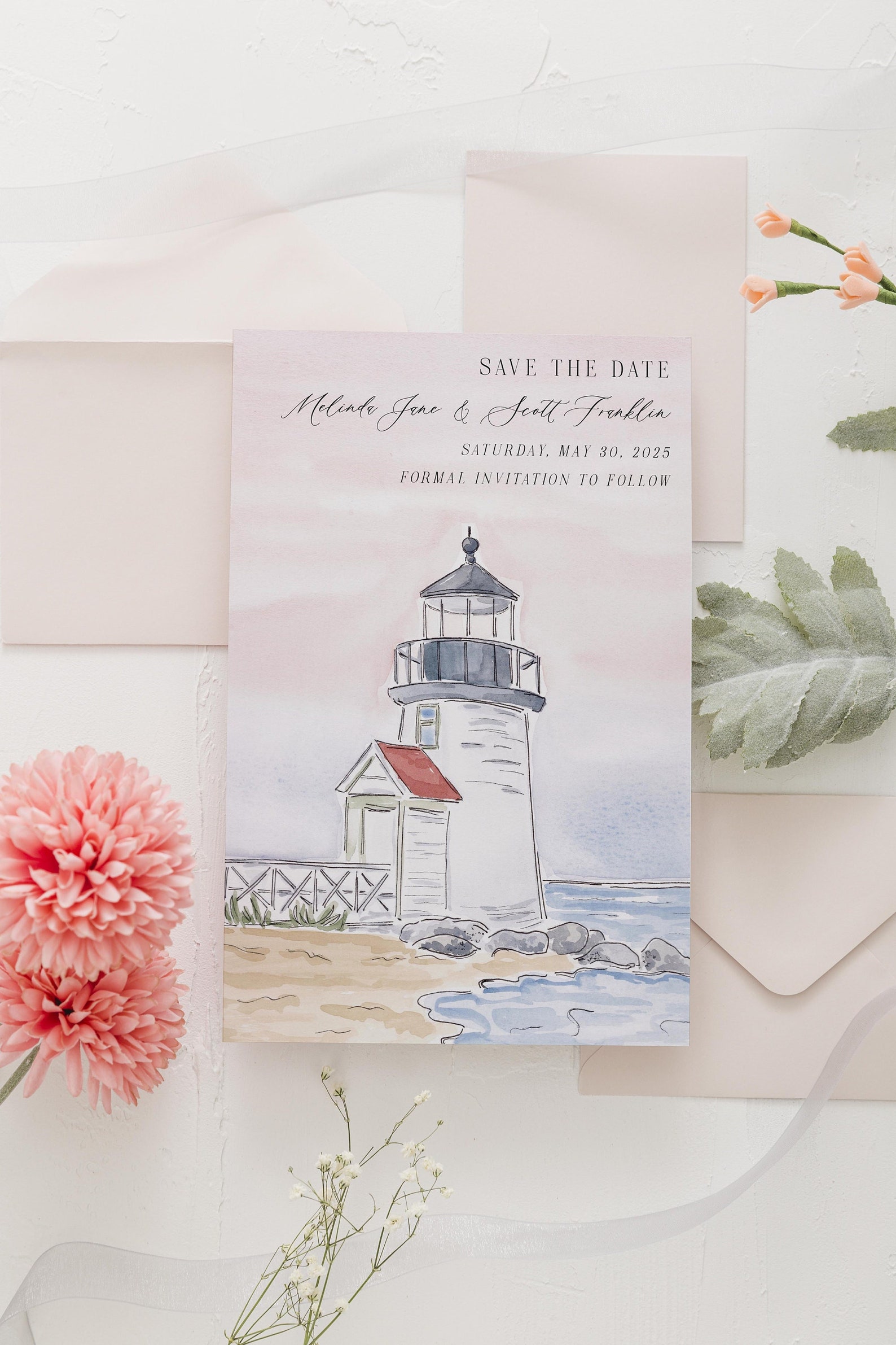 Nantucket Lighthouse Save the Date Template, Custom Save the Date ...