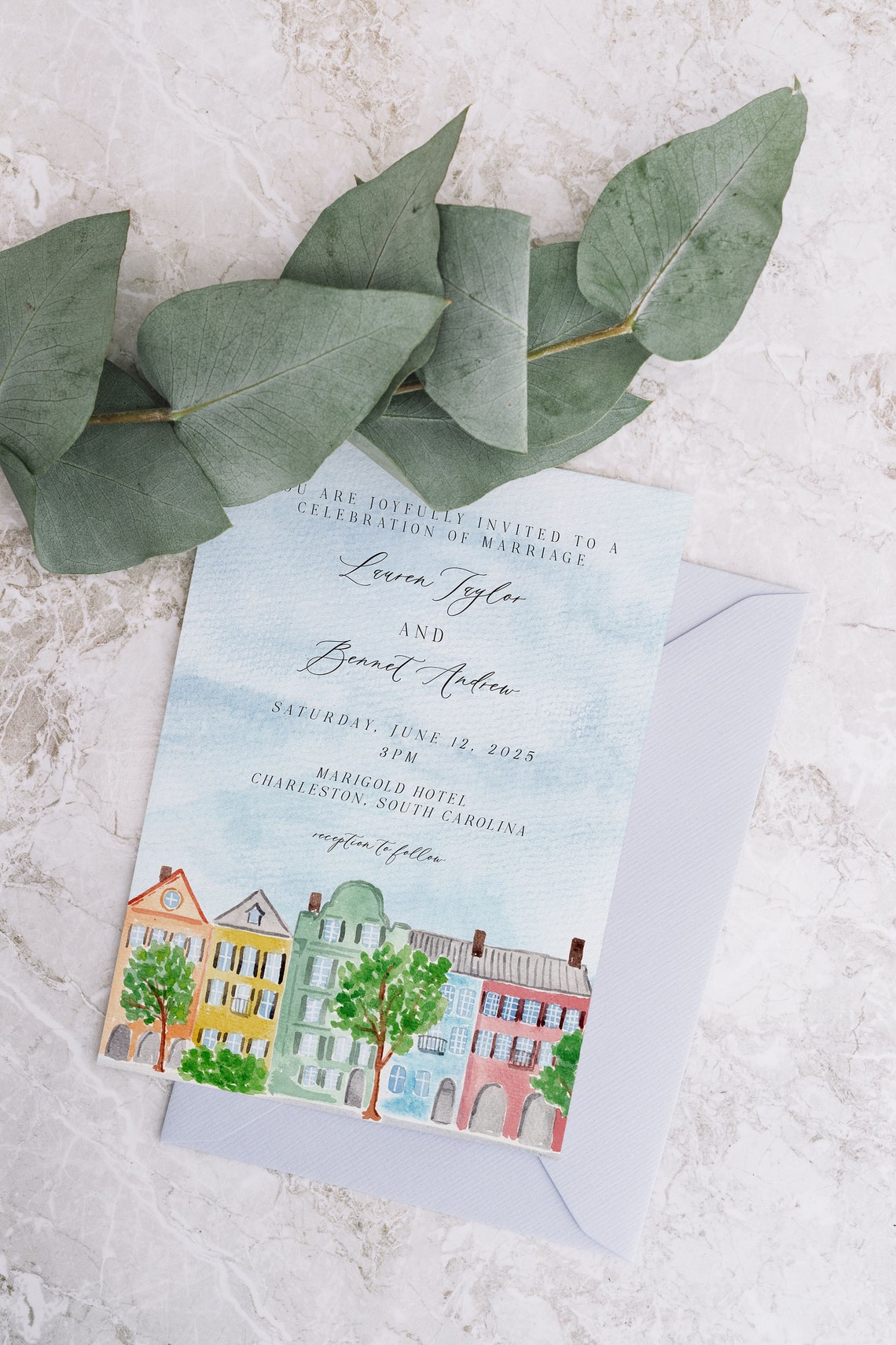 Charleston Wedding Invitation Template, Rainbow Row Invitation, Custom ...