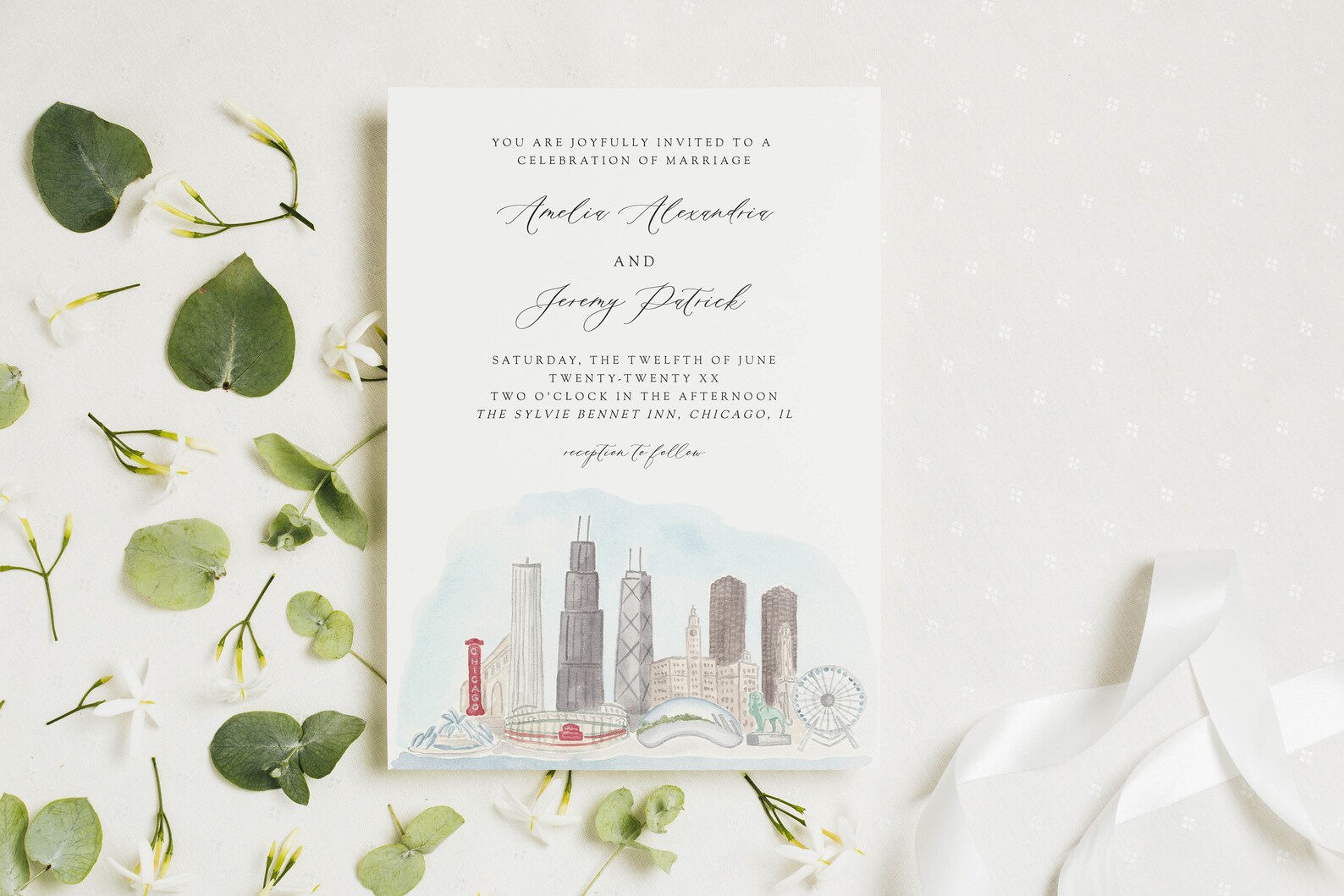 Chicago Skyline Invitation Template, Chicago Wedding Invitation ...