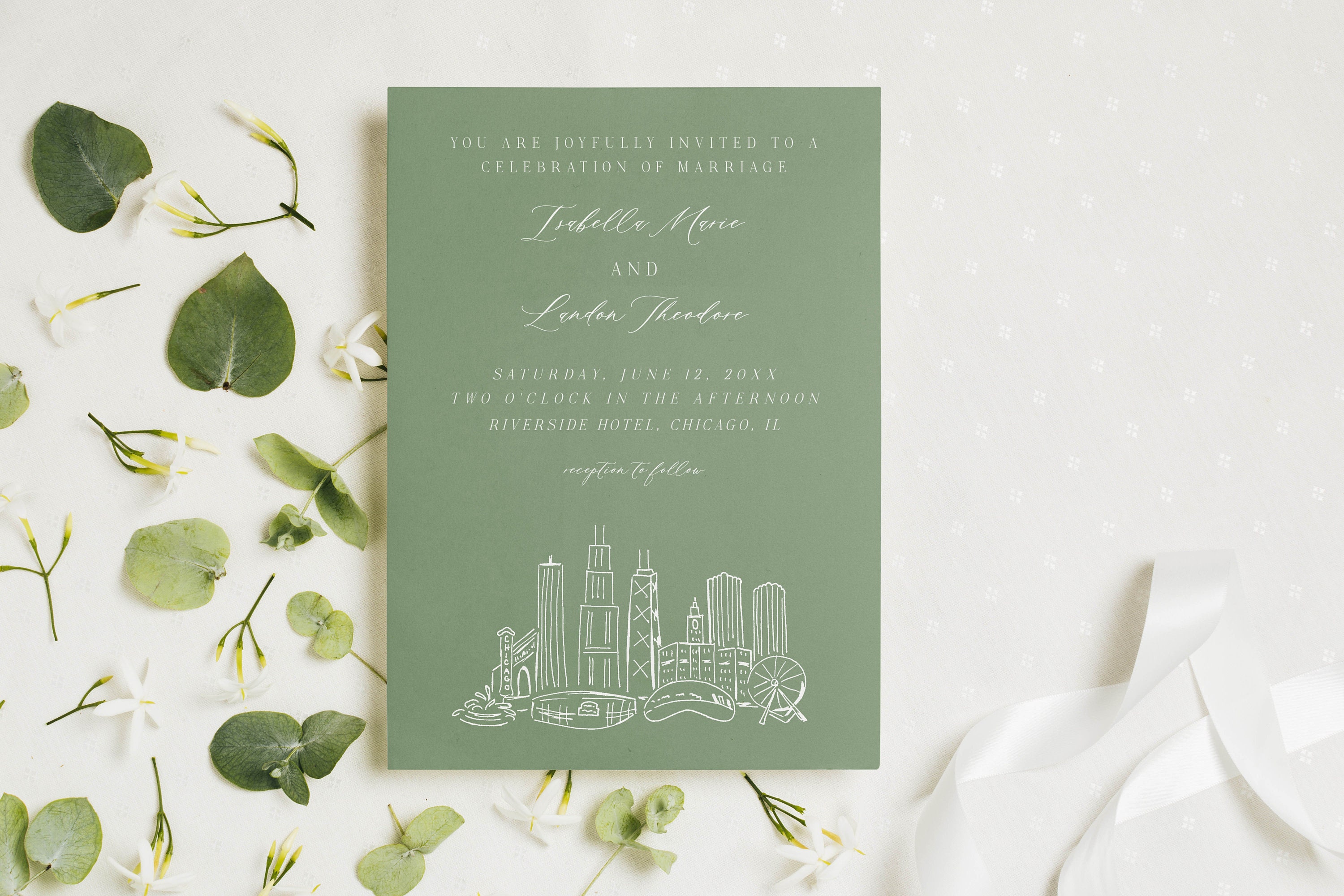 Chicago Wedding Invitation Template, Chicago Skyline Invitation, Custom ...