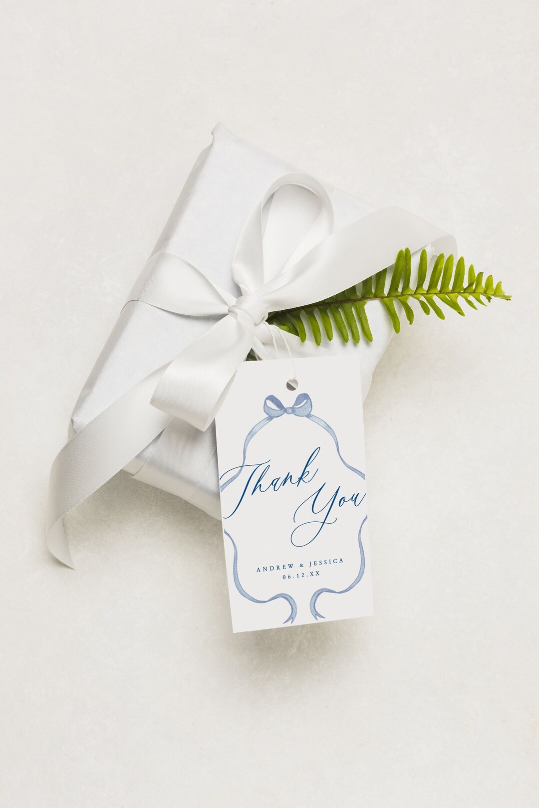 Blue Bow Wedding Favor Tag Template, Editable Tag Template, Blue Ribbon ...
