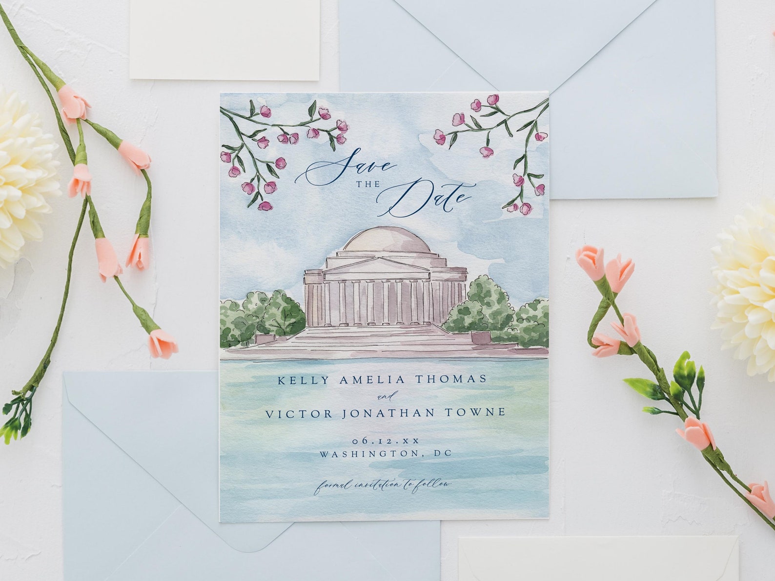 Jefferson Memorial Save the Date, Washington DC Cherry Blossom Save the ...