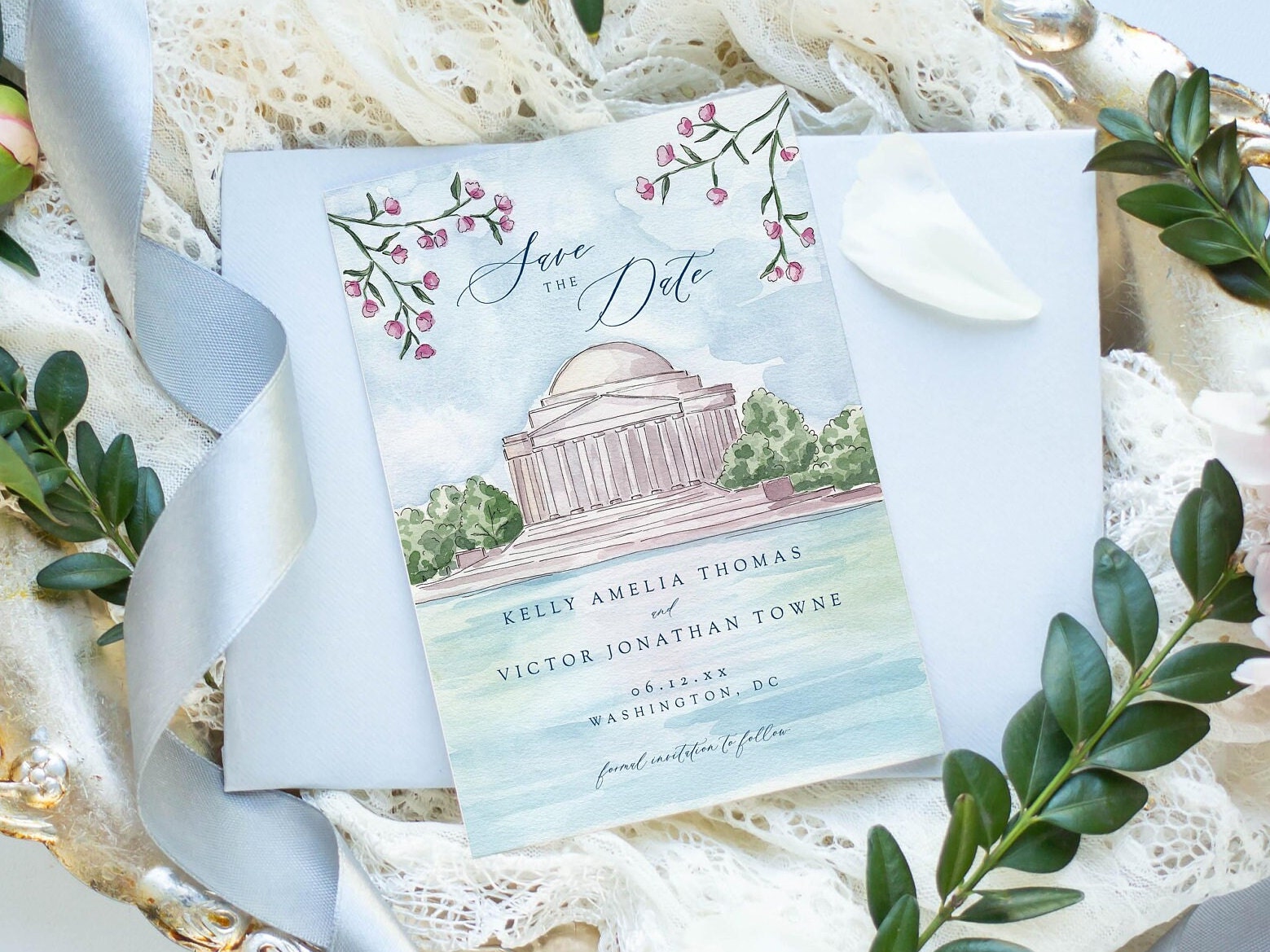 Jefferson Memorial Save the Date, Washington DC Cherry Blossom Save the ...