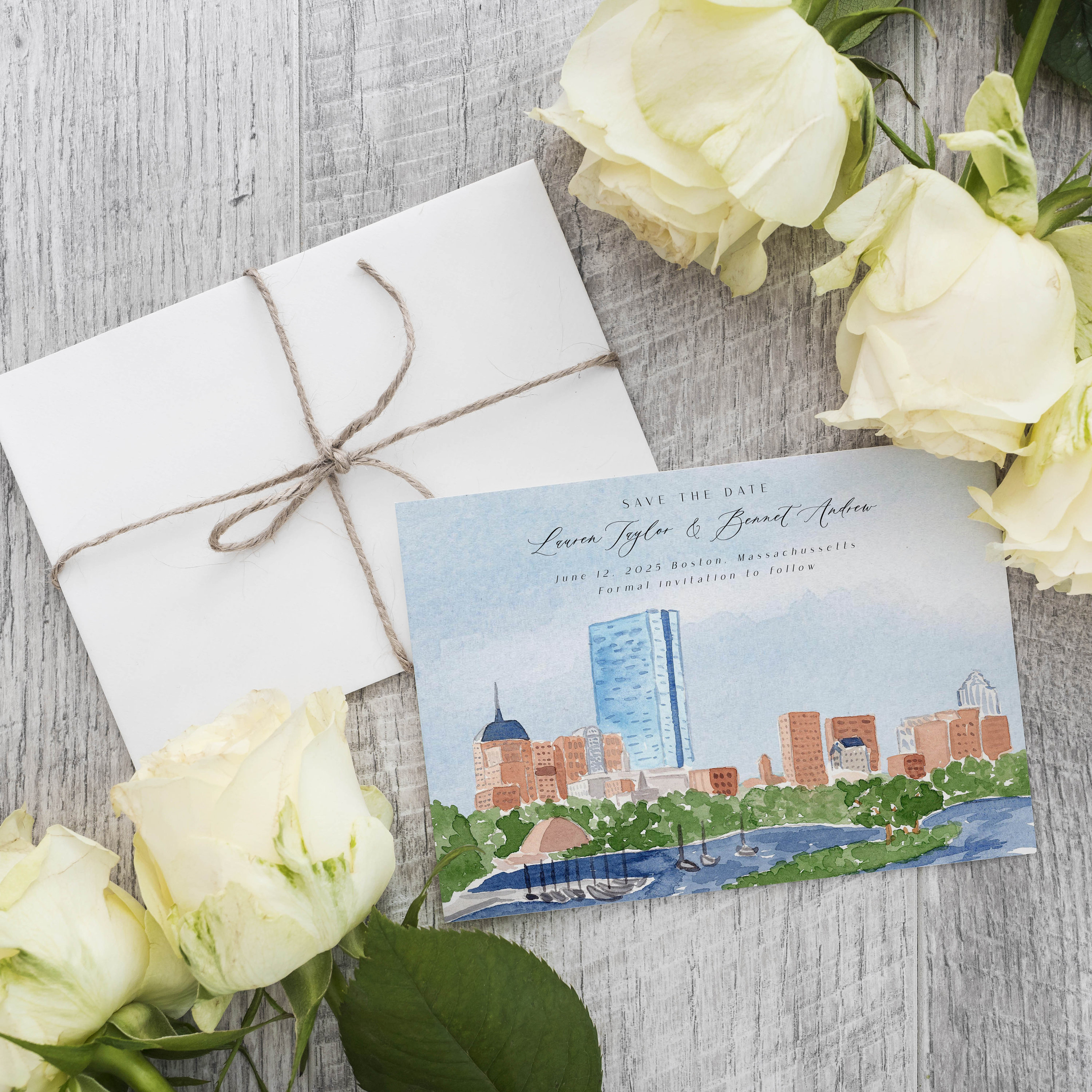 Boston Skyline Save the Date Template, Custom Save the Date Template ...