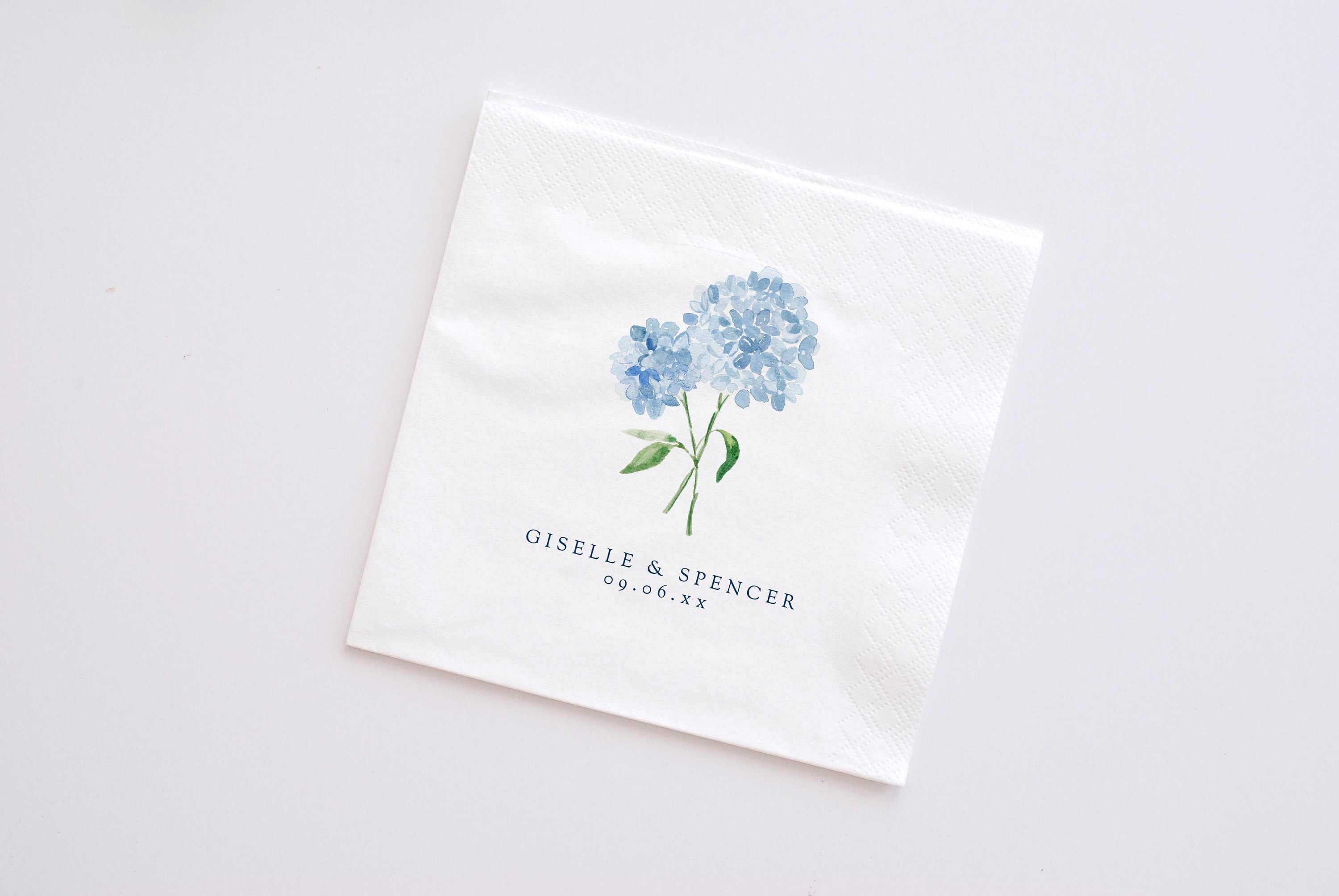 Floral Cocktail Napkin TEMPLATE, Blue Hydrangea Wedding Napkin ...