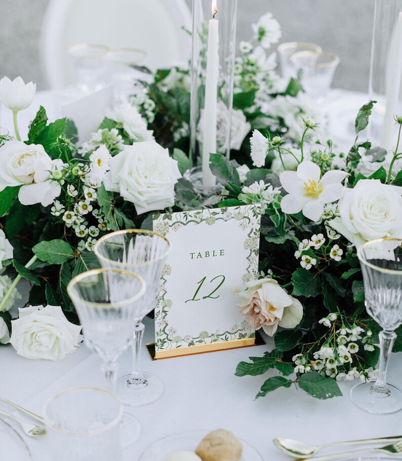 White Floral Table Number Template, Hydrangea Table Number, Editable ...