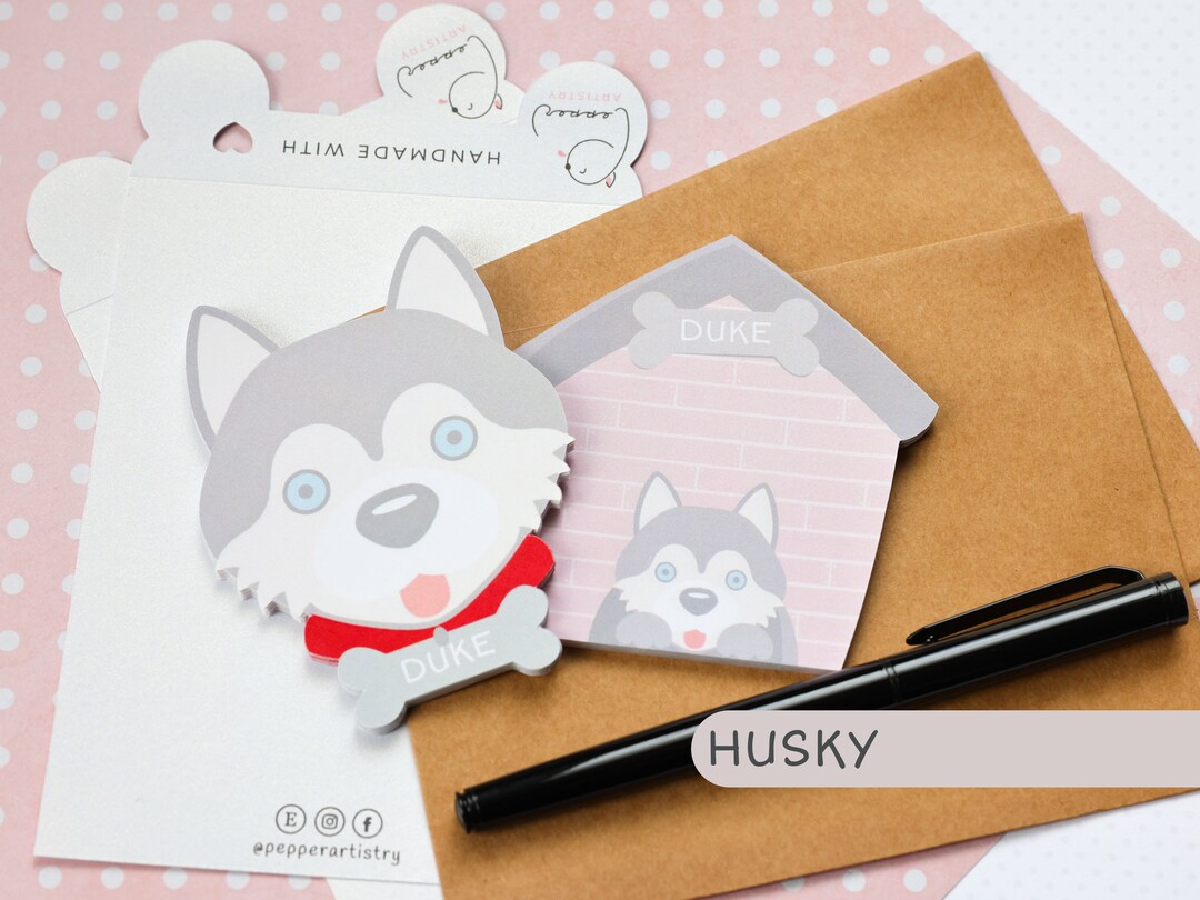 Husky Memo Pad With Name Personalized Cute Dog Notepad Unique Gift for ...