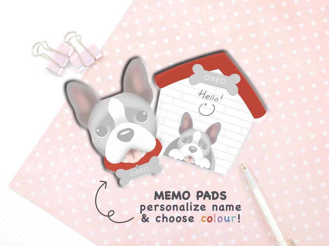 Personalized Boston Terrier Memo Pad | Cute Boston Terrier Dog Notepad ...