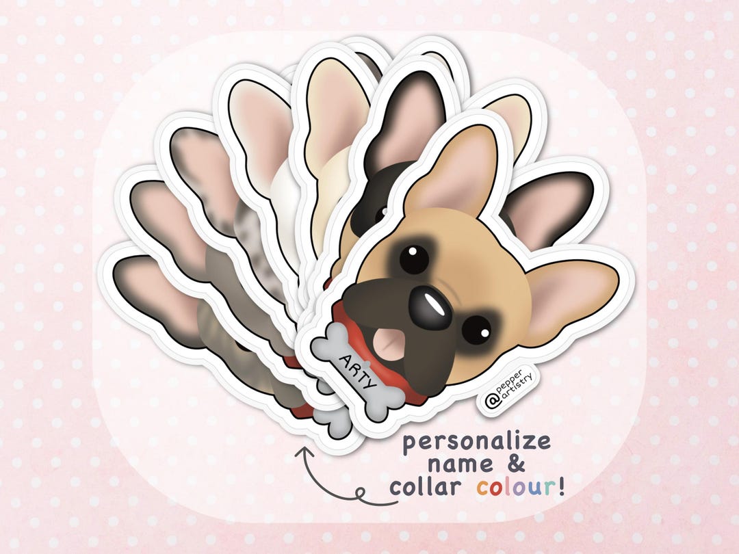 Personalized Frenchie Sticker | French Bulldog Vinyl Sticker With Name ...