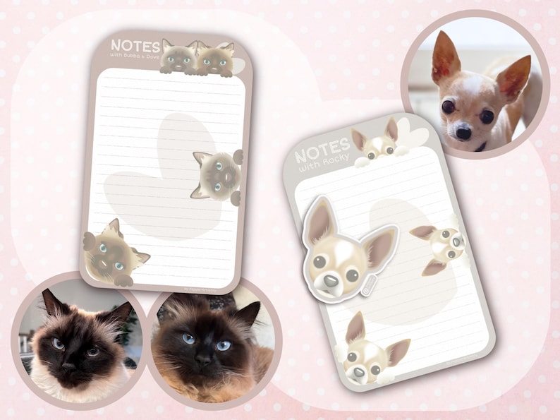 Custom Hand Drawn Pet Notepad • Personalized 5x8 Dog and Cat Paper Pad ...