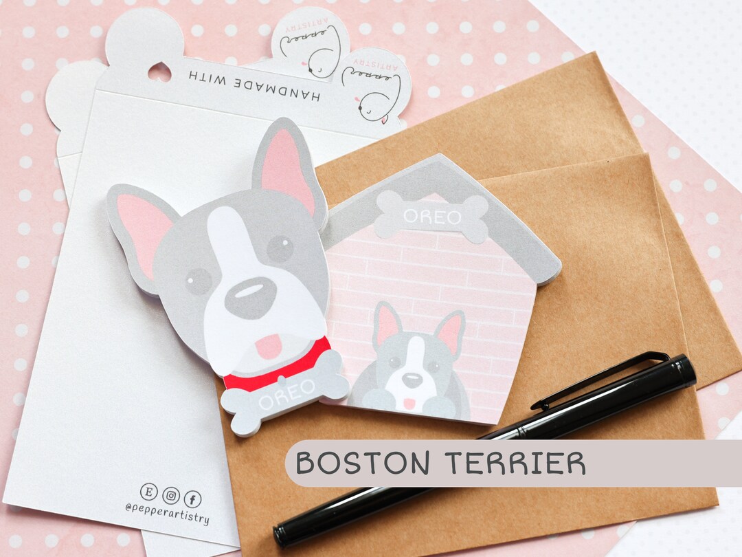 Boston Terrier Memo Pad With Name Personalized Cute Dog Notepad Unique ...