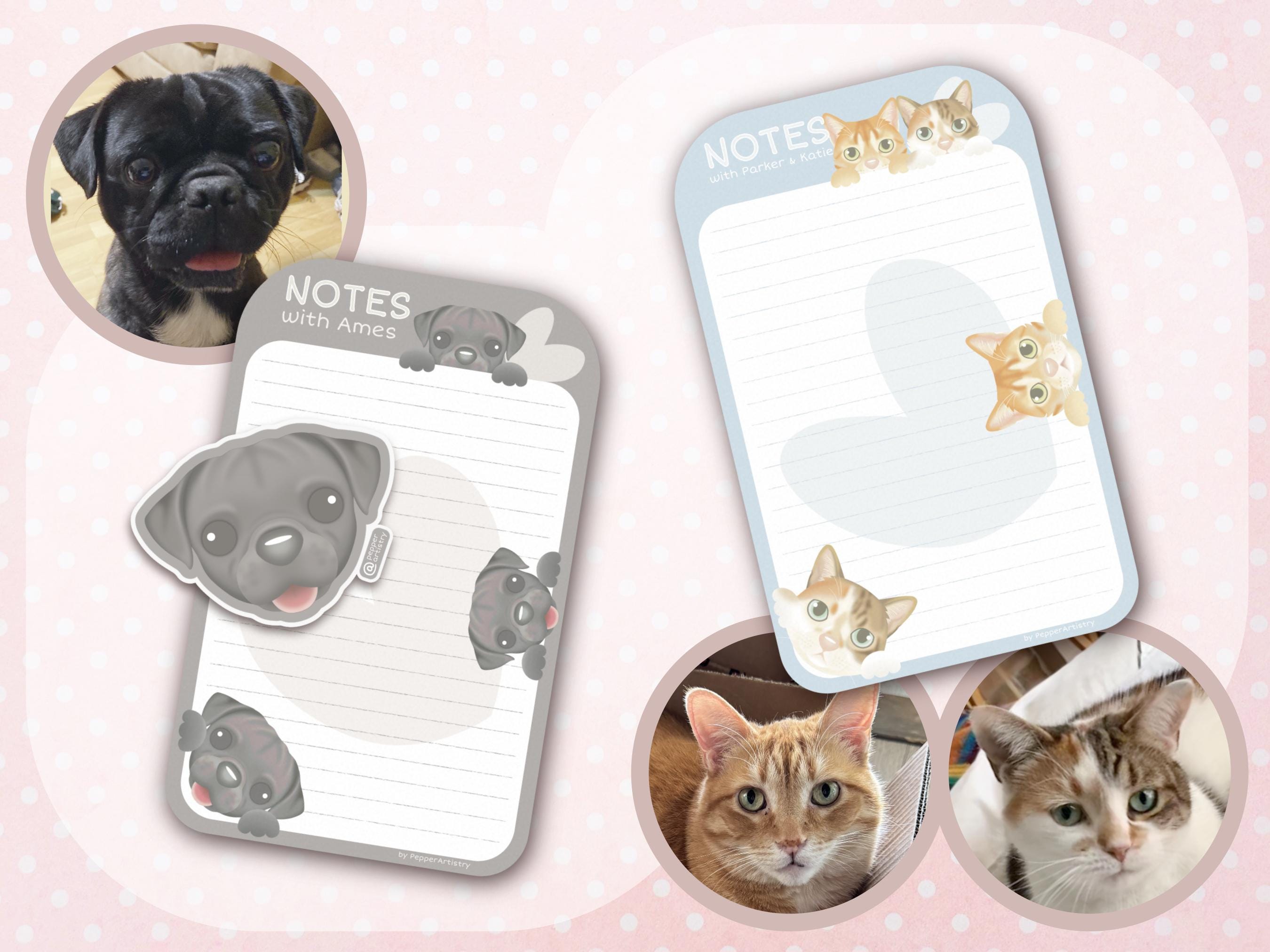 Custom Hand Drawn Pet Notepad • Personalized 5x8 Dog and Cat Paper Pad ...
