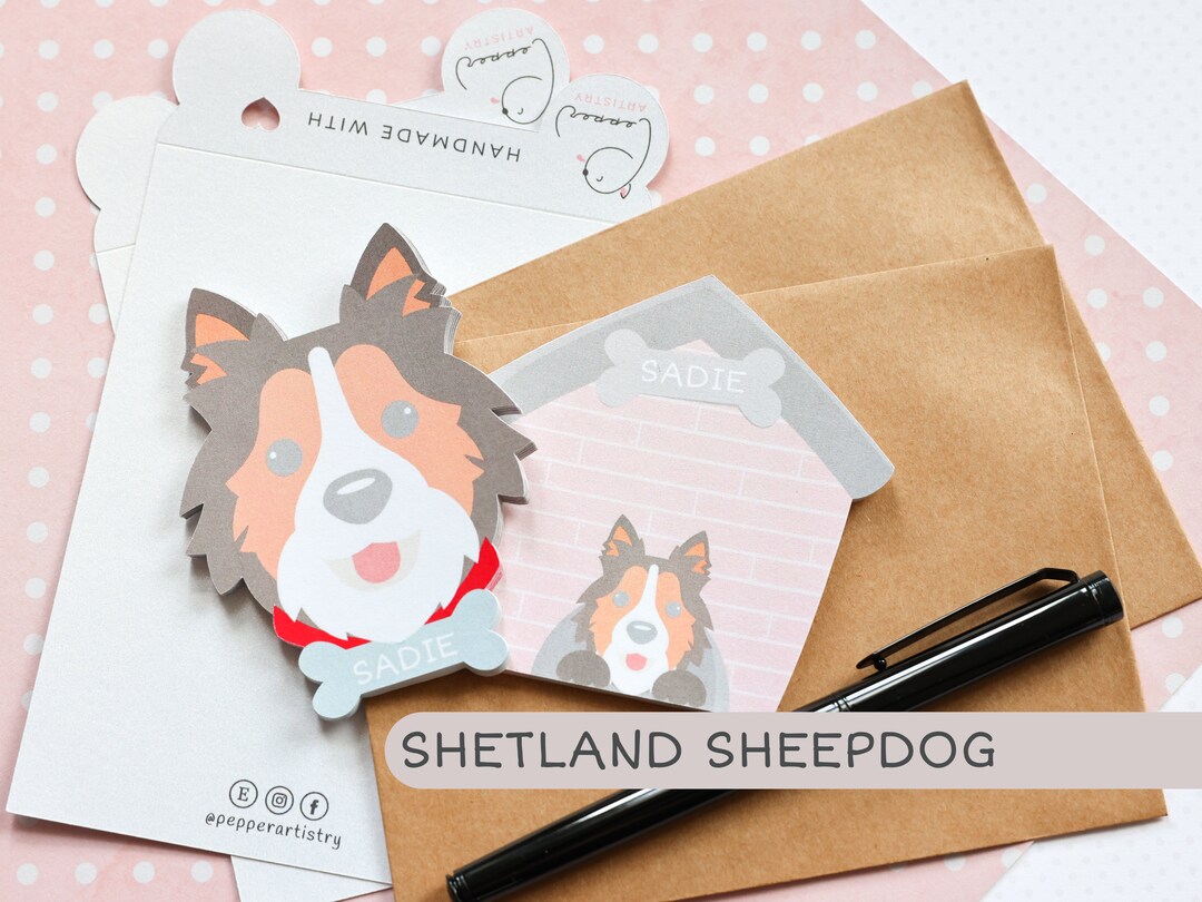 Shetland Sheepdog Memo Pad With Name Personalized Cute Sheltie Dog ...