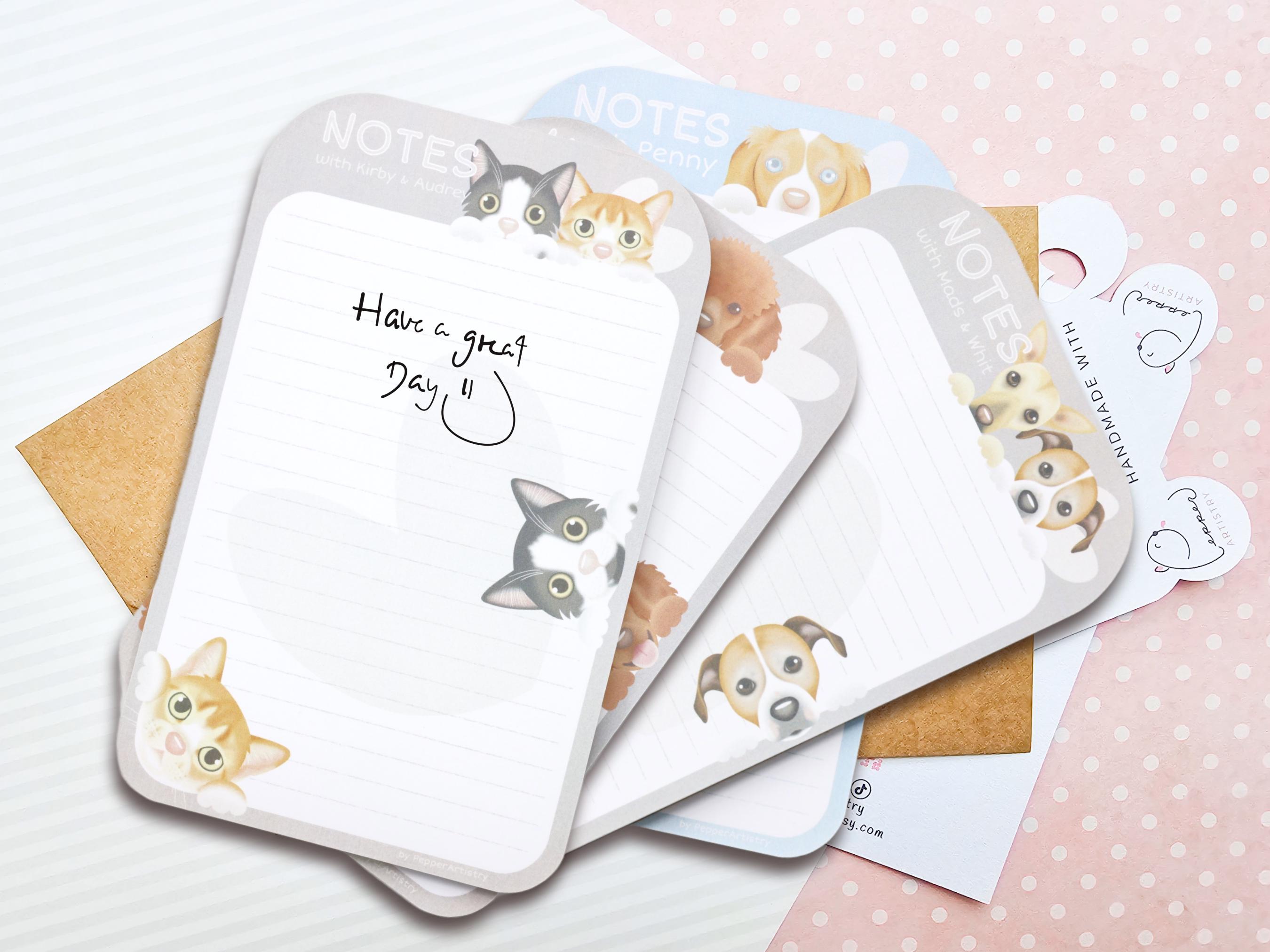Custom Hand Drawn Pet Notepad • Personalized 5x8 Dog and Cat Paper Pad ...