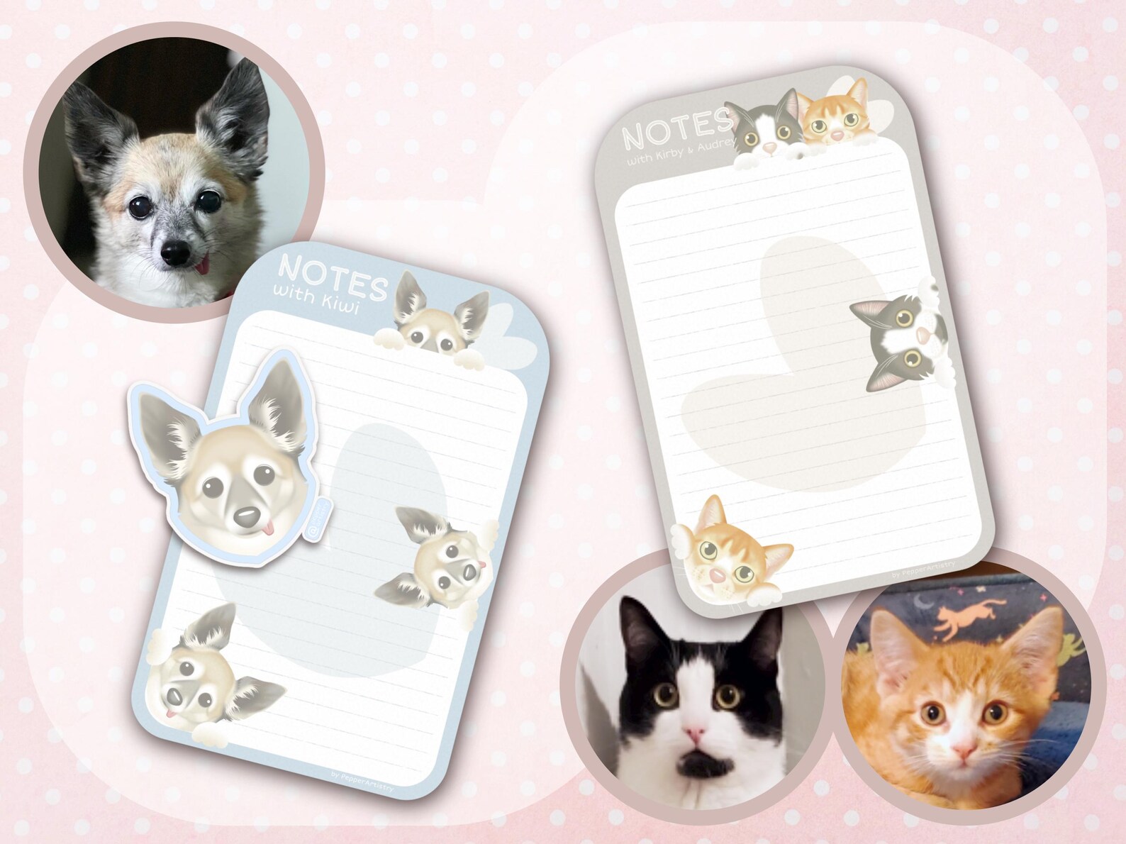 Custom Hand Drawn Pet Notepad • Personalized 5x8 Dog and Cat Paper Pad ...