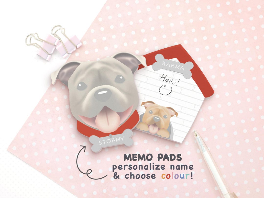 Personalized Staffordshire Bull Terrier Memo Pad • Dog Notepad With ...
