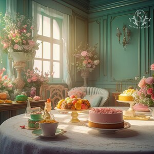 Afternoon Tea and Sweets Digital File, Background, Backdrop, for ...