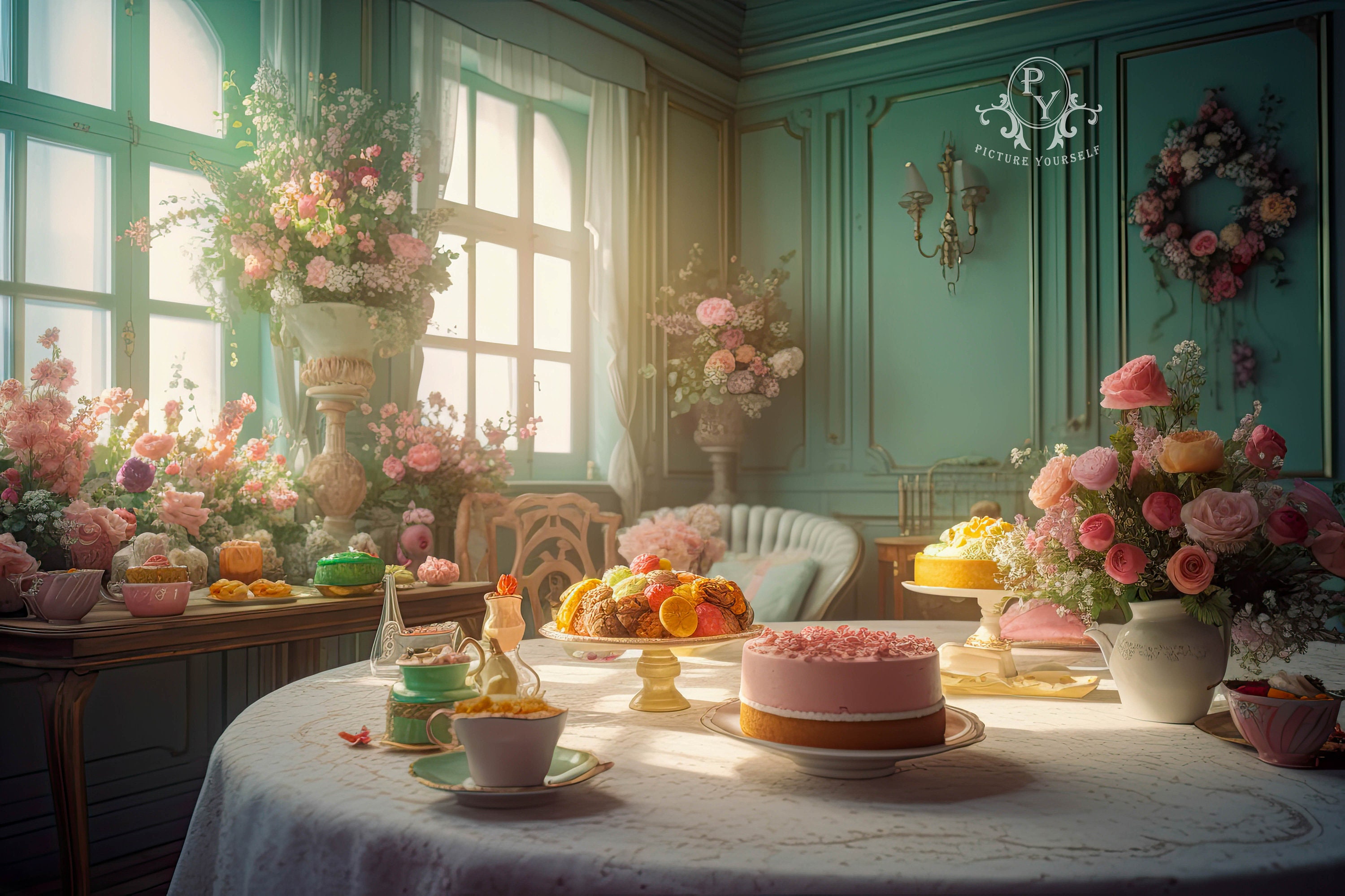 Afternoon Tea and Sweets Digital File, Background, Backdrop, for ...