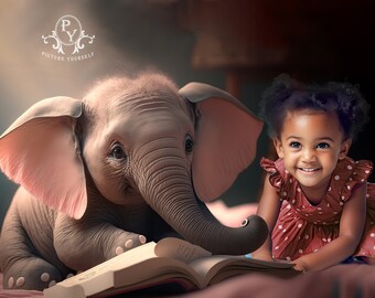 Baby Elephant Friend 2 Digital File Background Backdrop - Etsy