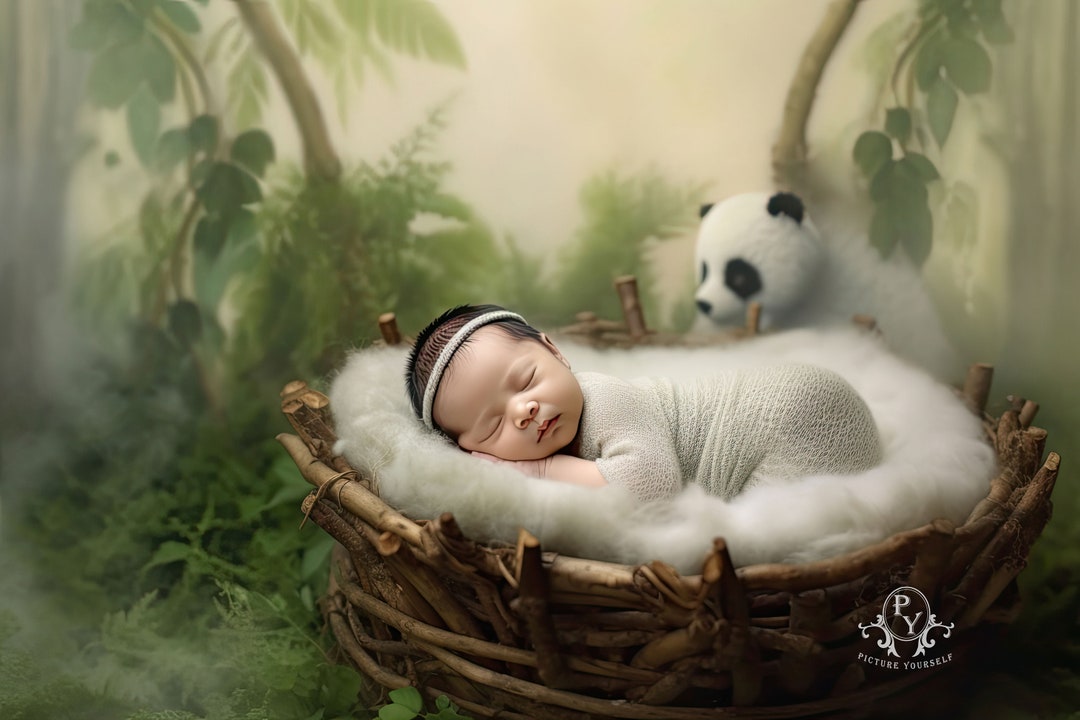 Newborn Baby in the Jungle - Digital File, Background, Backdrop, for ...