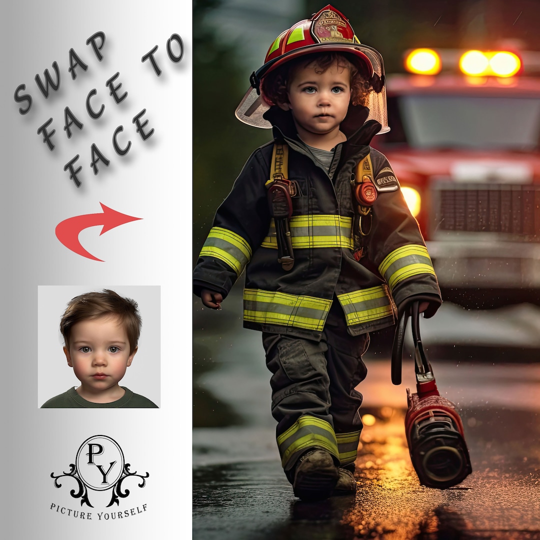Little Fireman - Swap Faces, Custom Portrait, Personalised Image With ...