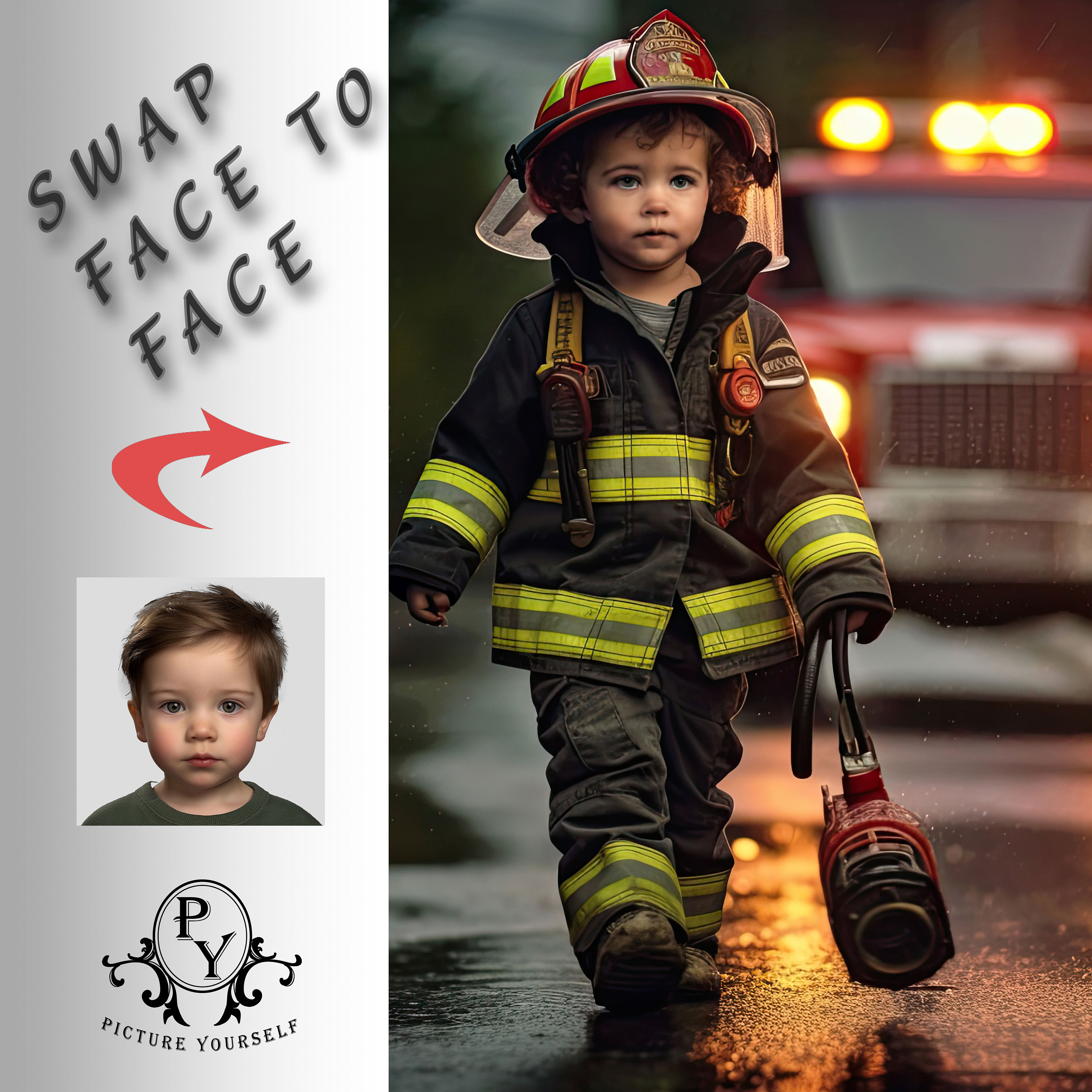 Little Fireman - Swap Faces, Custom Portrait, Personalised Image With ...