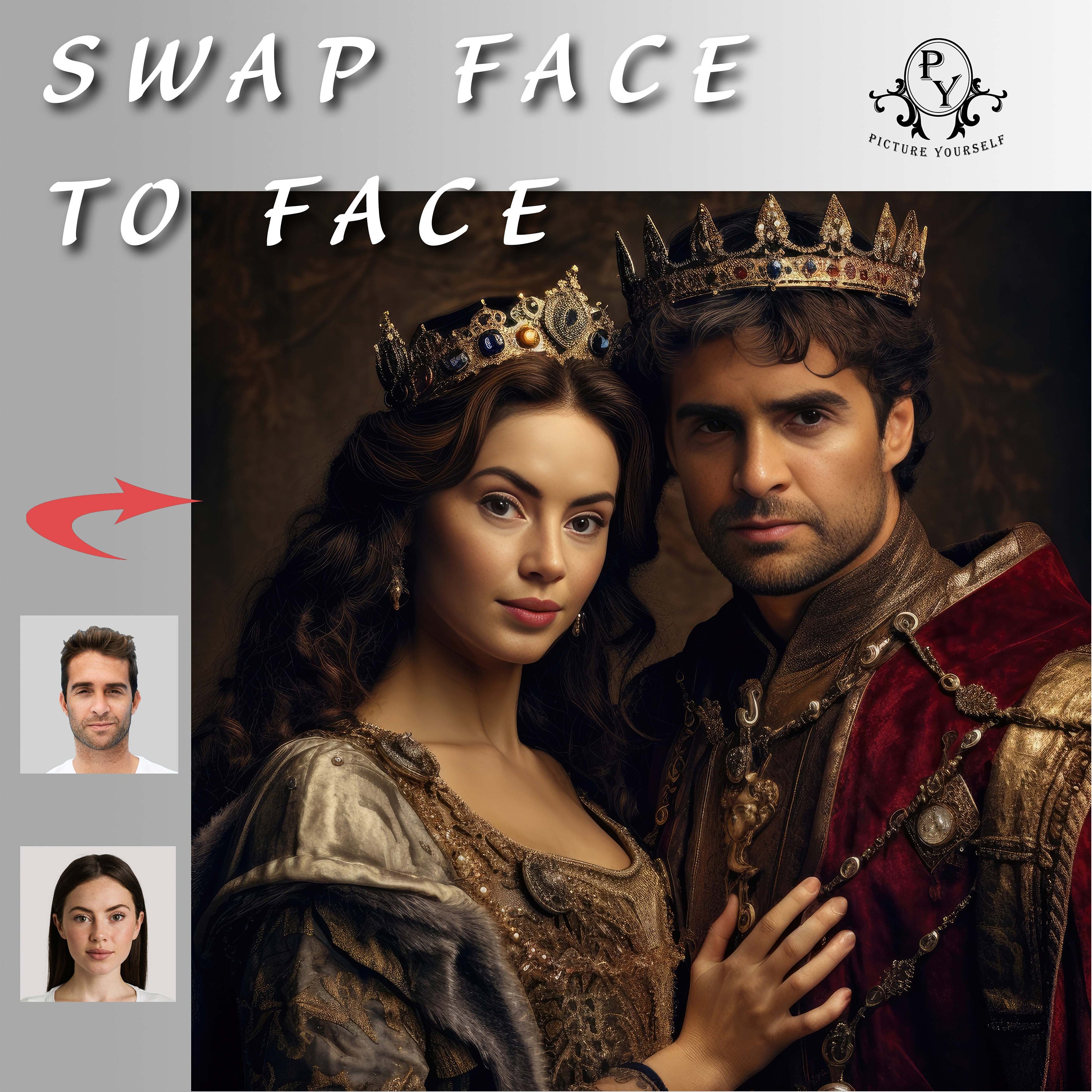 King & Queen 3, Royal Couple - Swap Faces, Custom Portrait ...