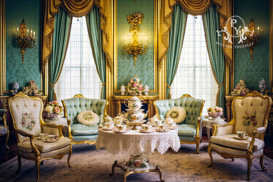 Tea in the Green Room - Digital File, Background, Backdrop, for ...