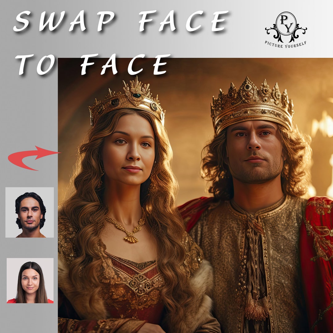 King & Queen, Royal Couple - Swap Faces, Custom Portrait, Personalised ...
