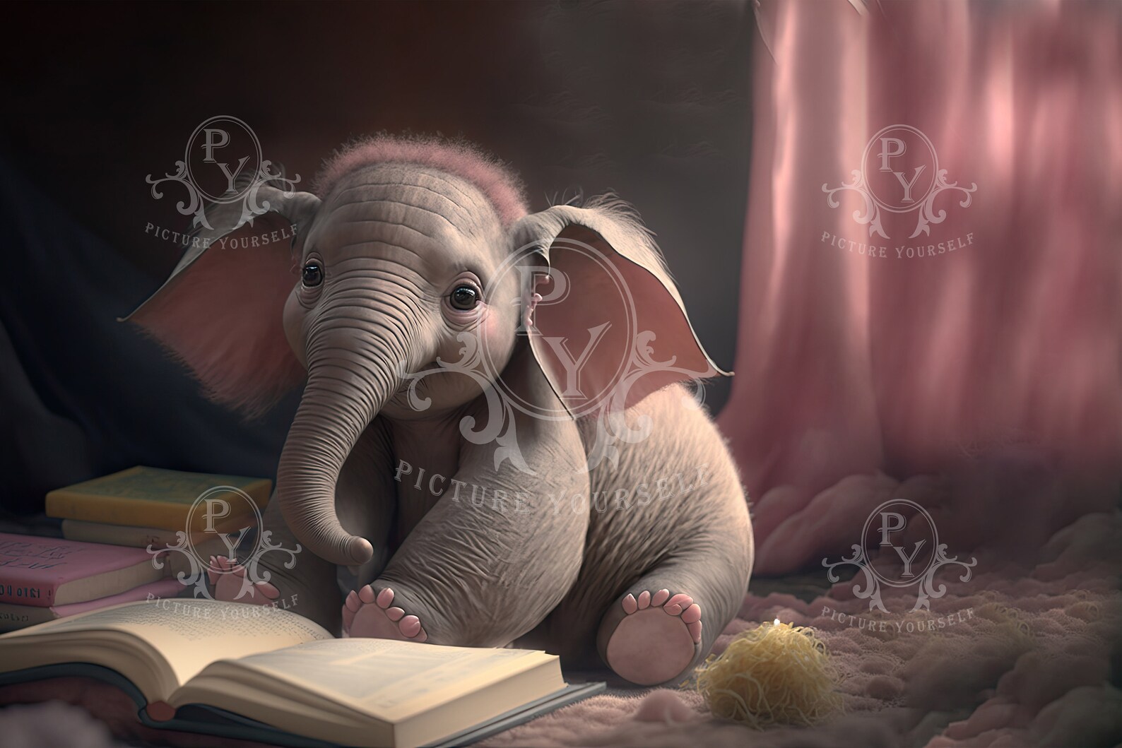 Baby Elephant Friend 2 - Digital File, Background, Backdrop, for ...