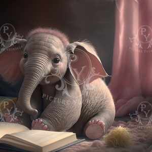 Baby Elephant Friend 2 - Digital File, Background, Backdrop, for ...