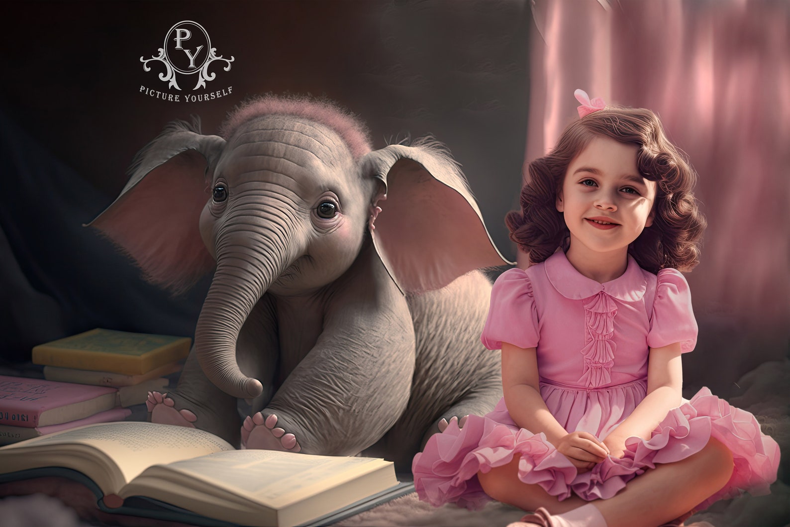 Baby Elephant Friend 2 - Digital File, Background, Backdrop, for ...