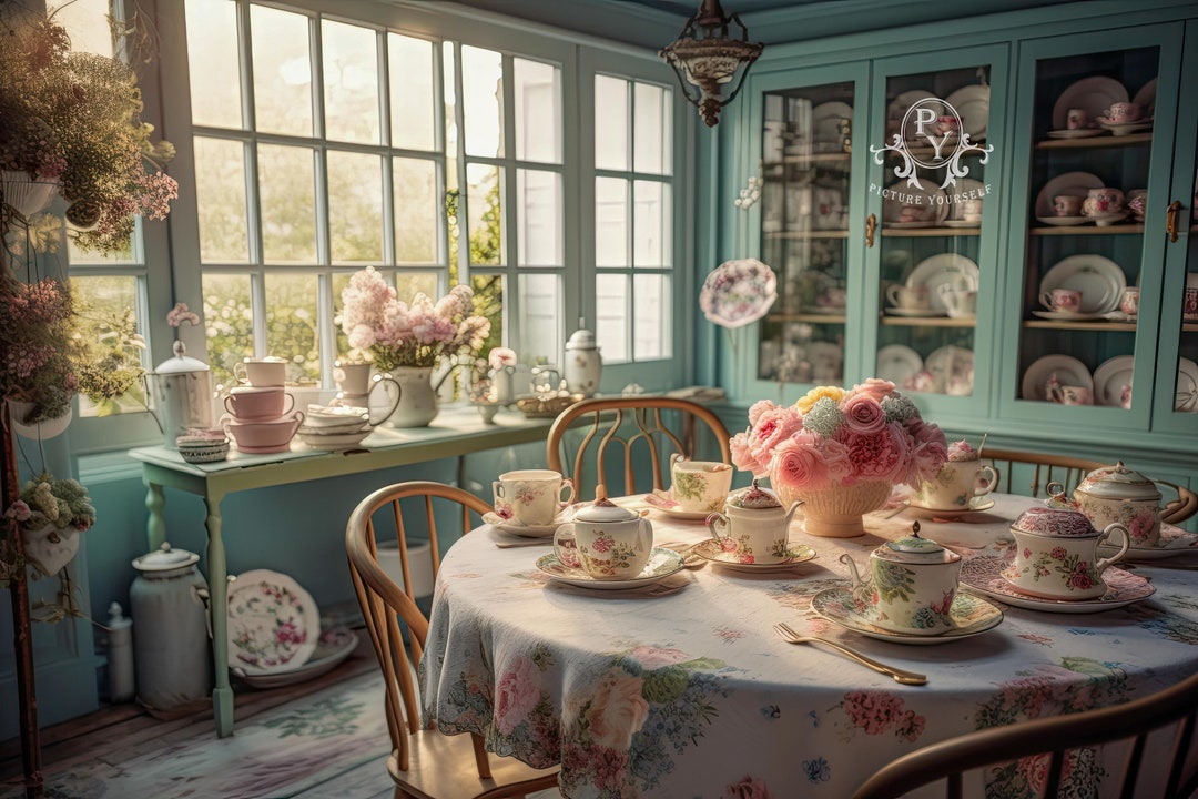 Tea in the Kitchen Digital File, Background, Backdrop, for Composite ...