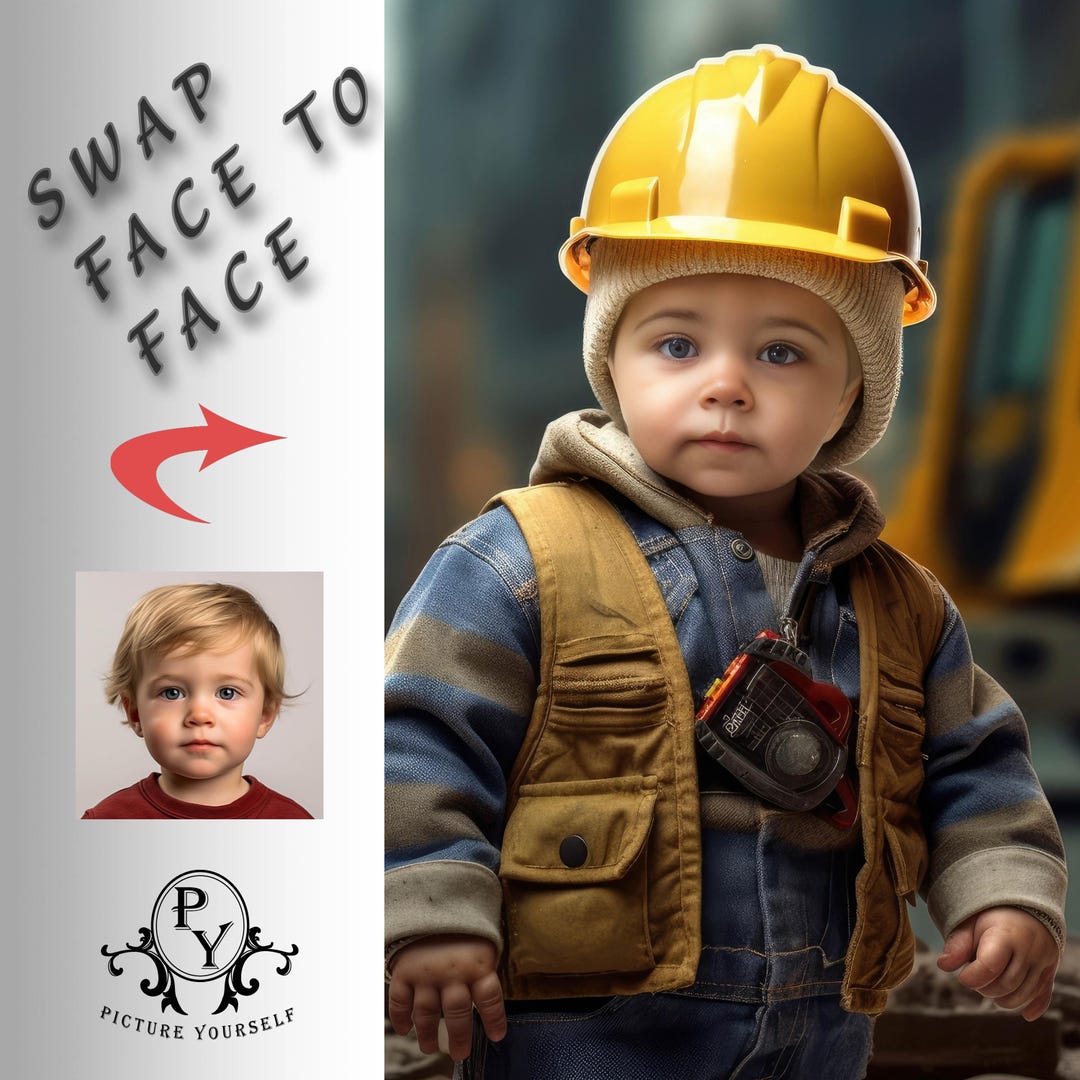 Construction Worker - Swap Faces, Custom Portrait, Personalised Image ...