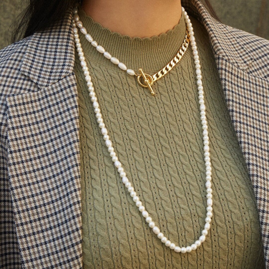 Long Freshwater Pearl Necklace Fresh Pearl Chain Pearl Beads Etsy