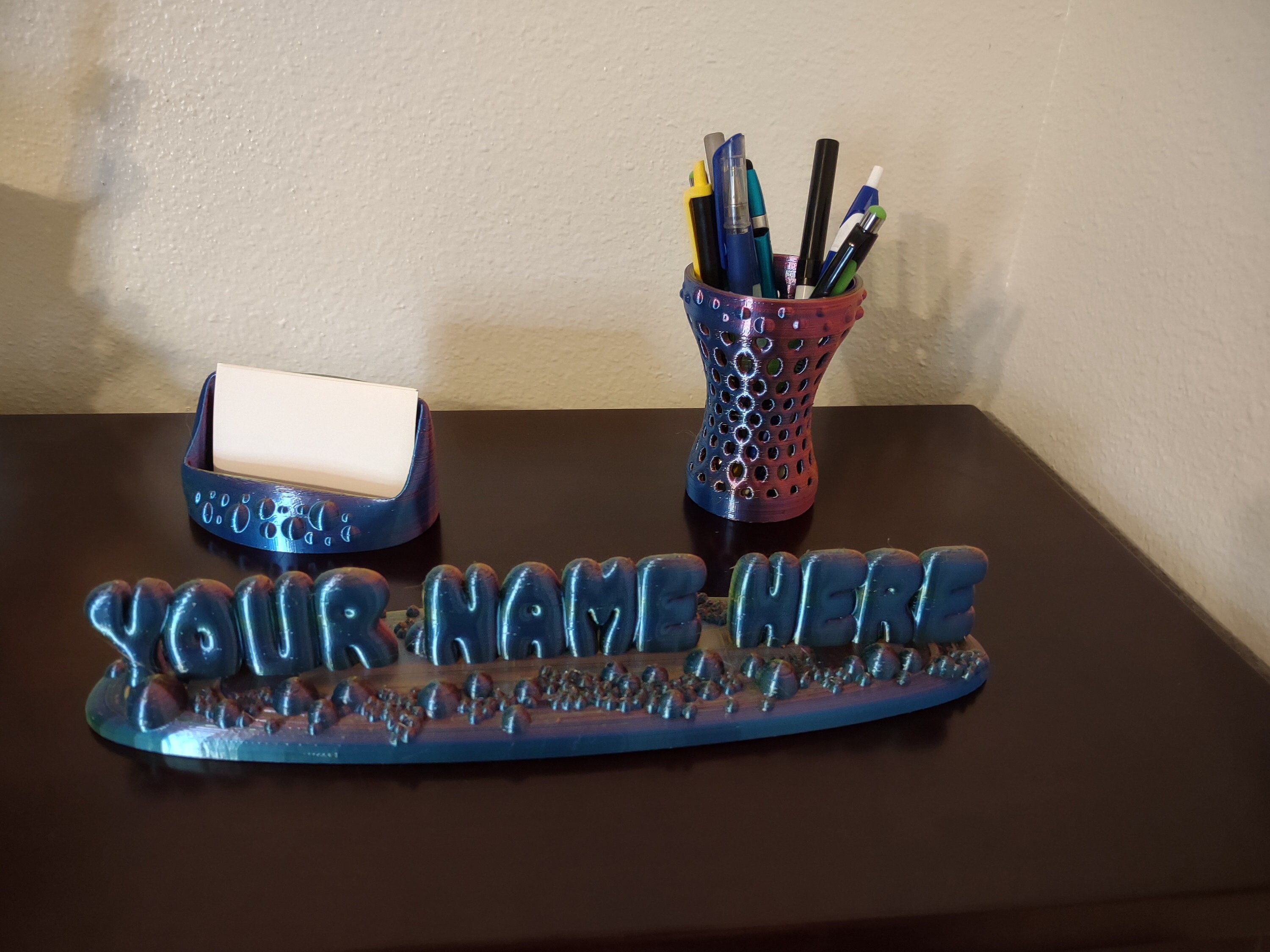 Custom Bubble Theme Nameplate With Matching Business Card and - Etsy