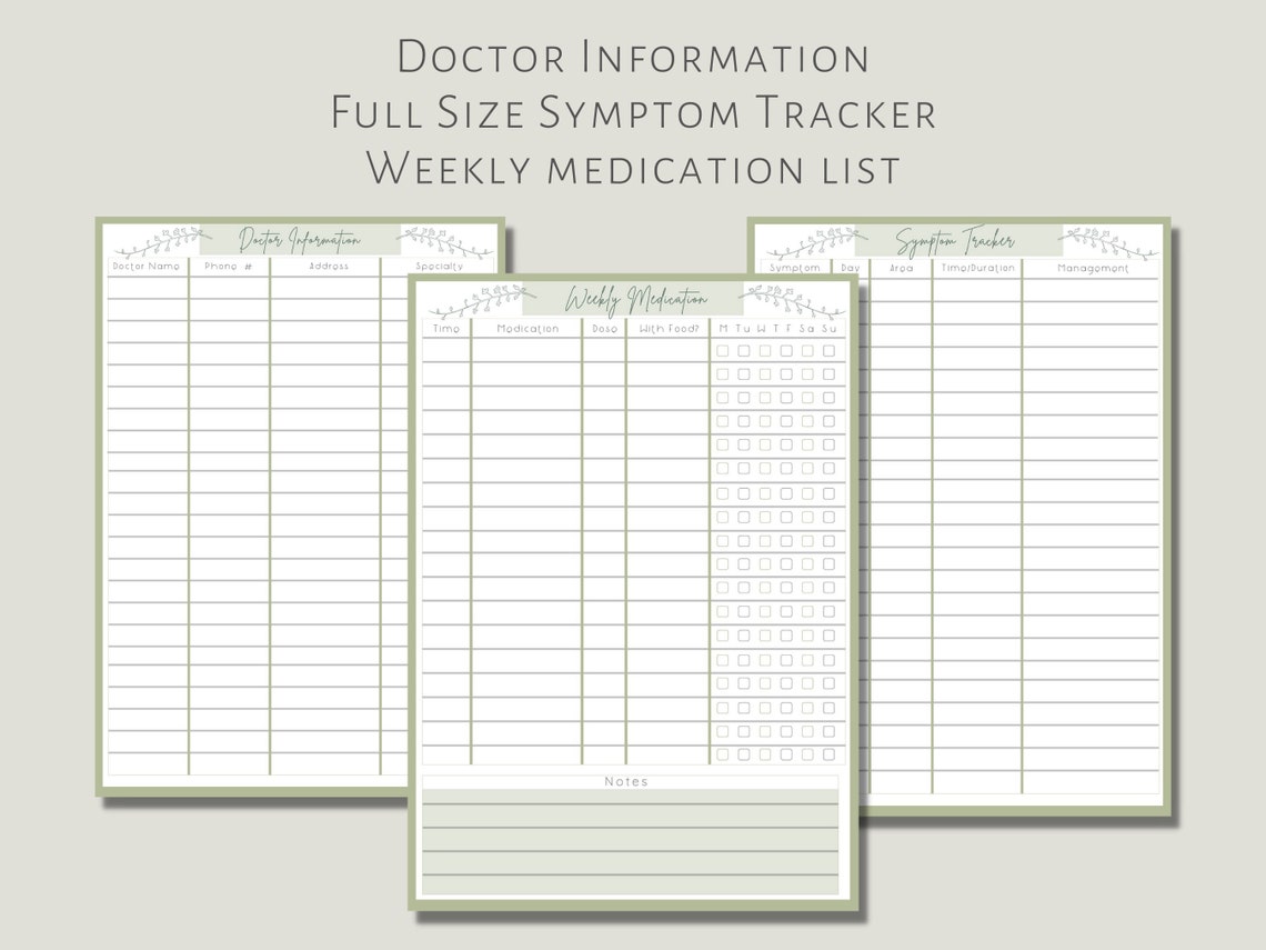 Daily Task and Symptom Tracker, Printable Journal or Bullet Journal ...