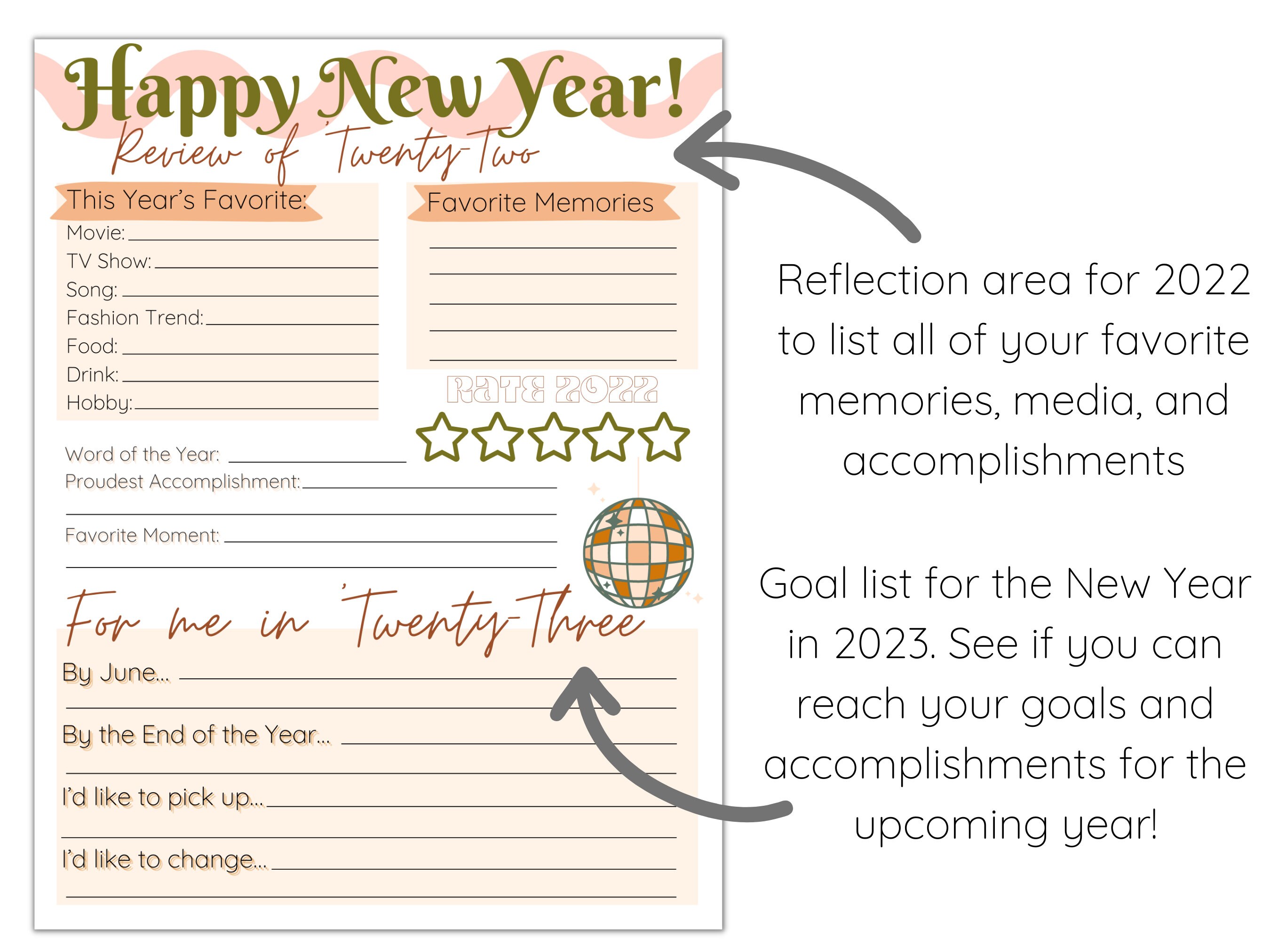 2023 Year in Review Printable, New Years Resolution, Goal Tracker, New ...