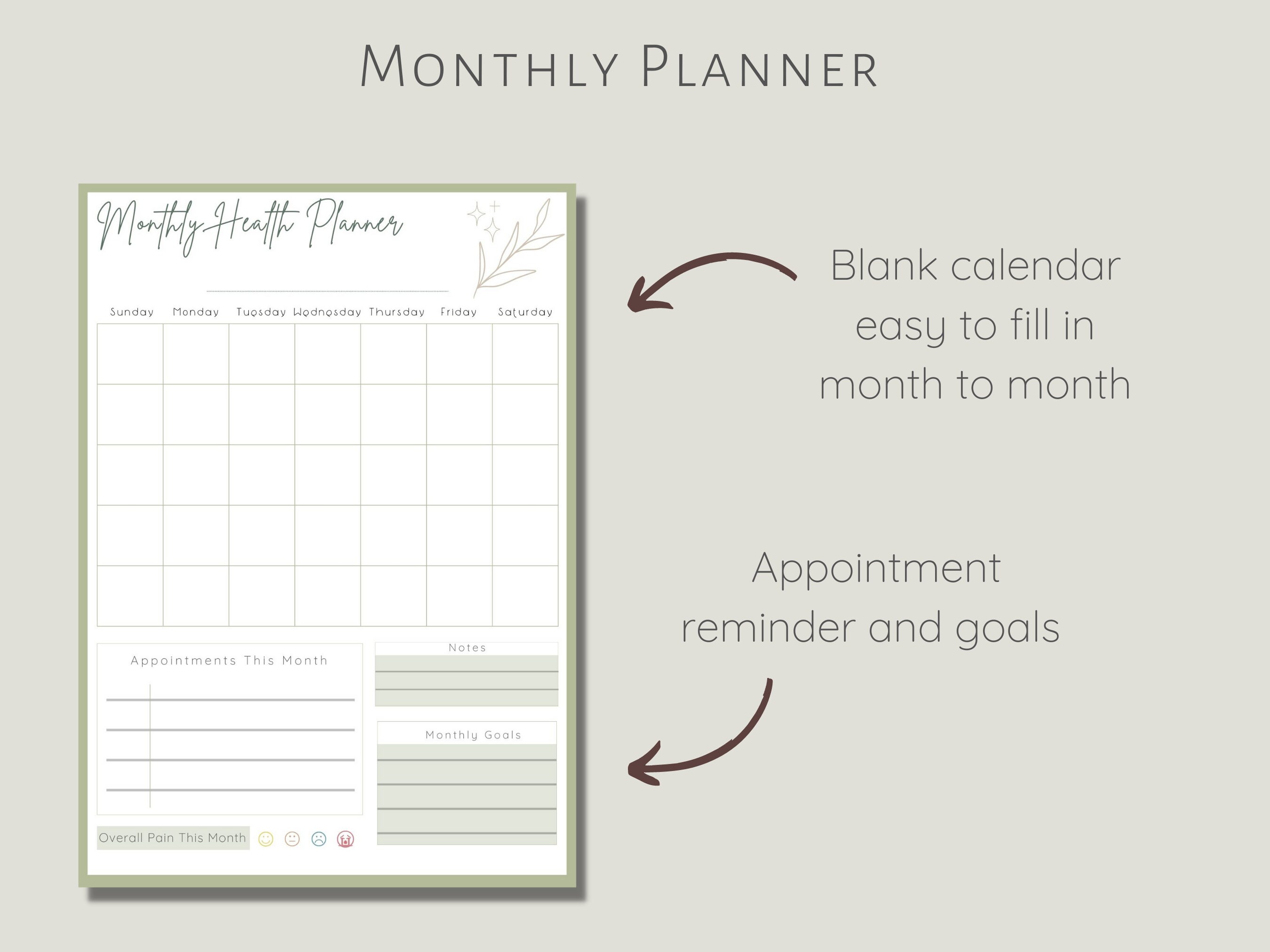 Daily Task and Symptom Tracker, Printable Journal or Bullet Journal ...