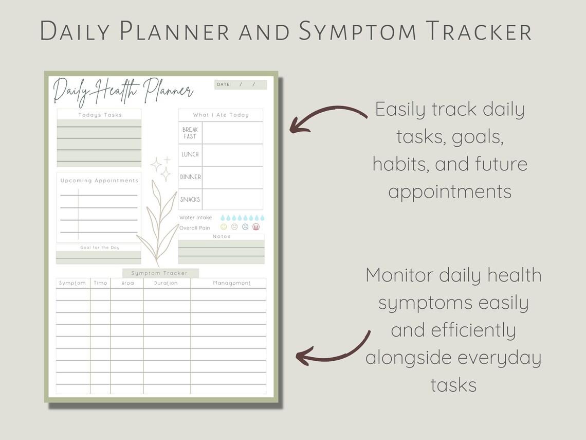 Daily Task and Symptom Tracker, Printable Journal or Bullet Journal ...