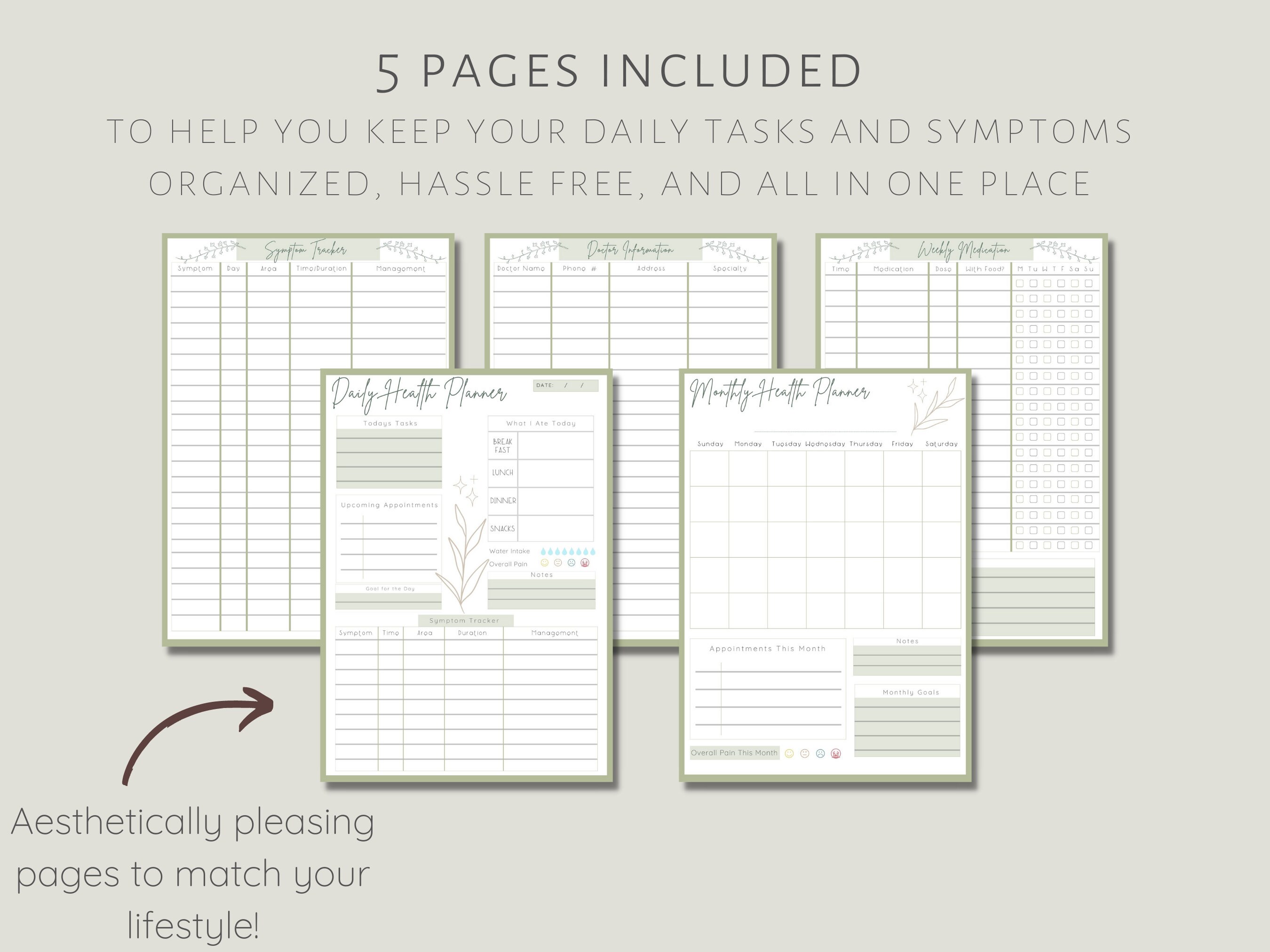 Daily Task and Symptom Tracker, Printable Journal or Bullet Journal ...