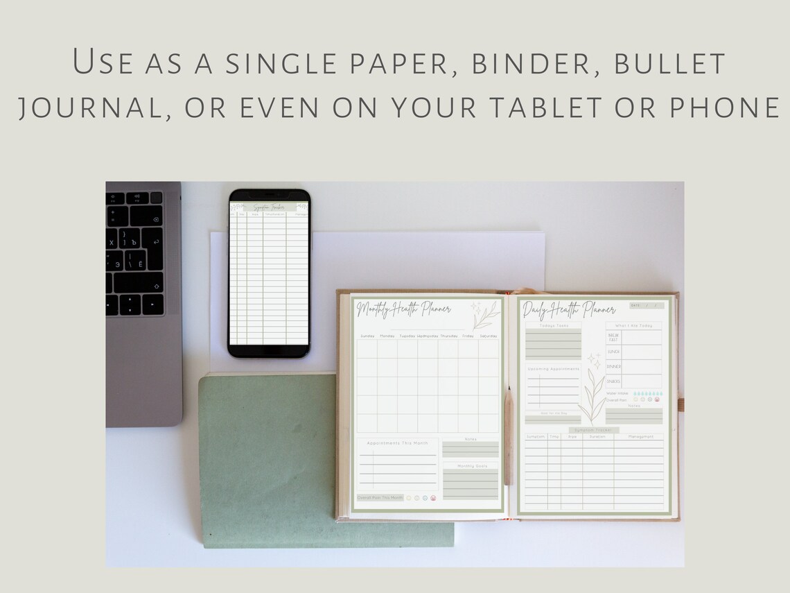 Daily Task and Symptom Tracker, Printable Journal or Bullet Journal ...